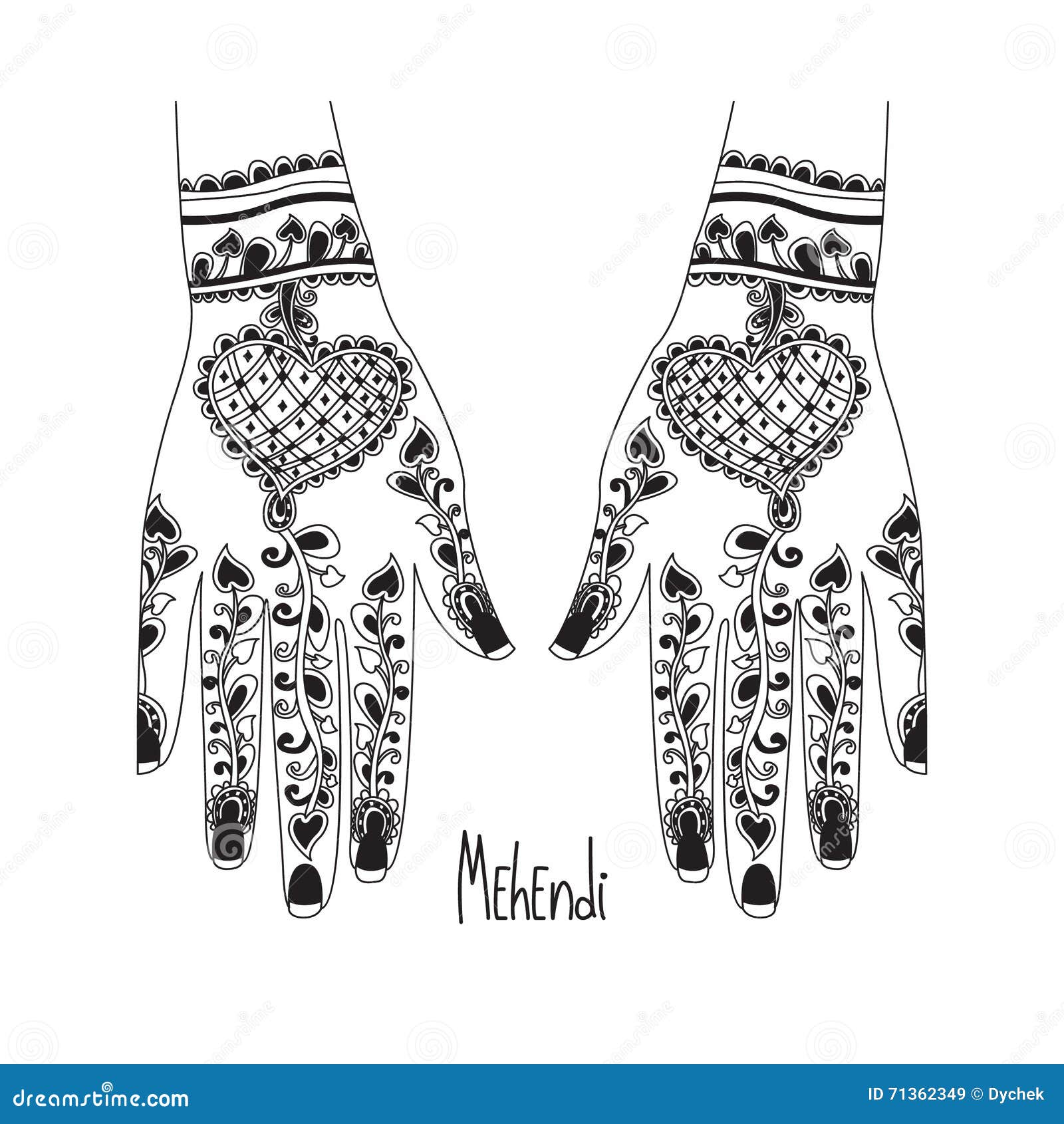 The pattern on the hands. stock vector. Illustration of coloring - 71362349