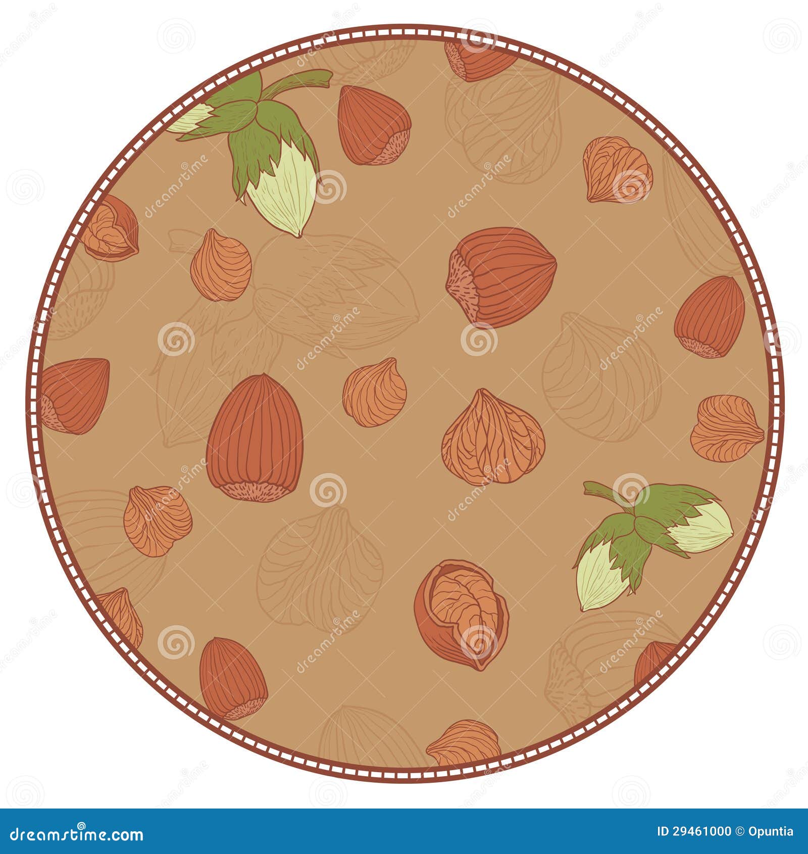 Pattern with Hazelnut in a Circle Shape Stock Vector - Illustration of ...