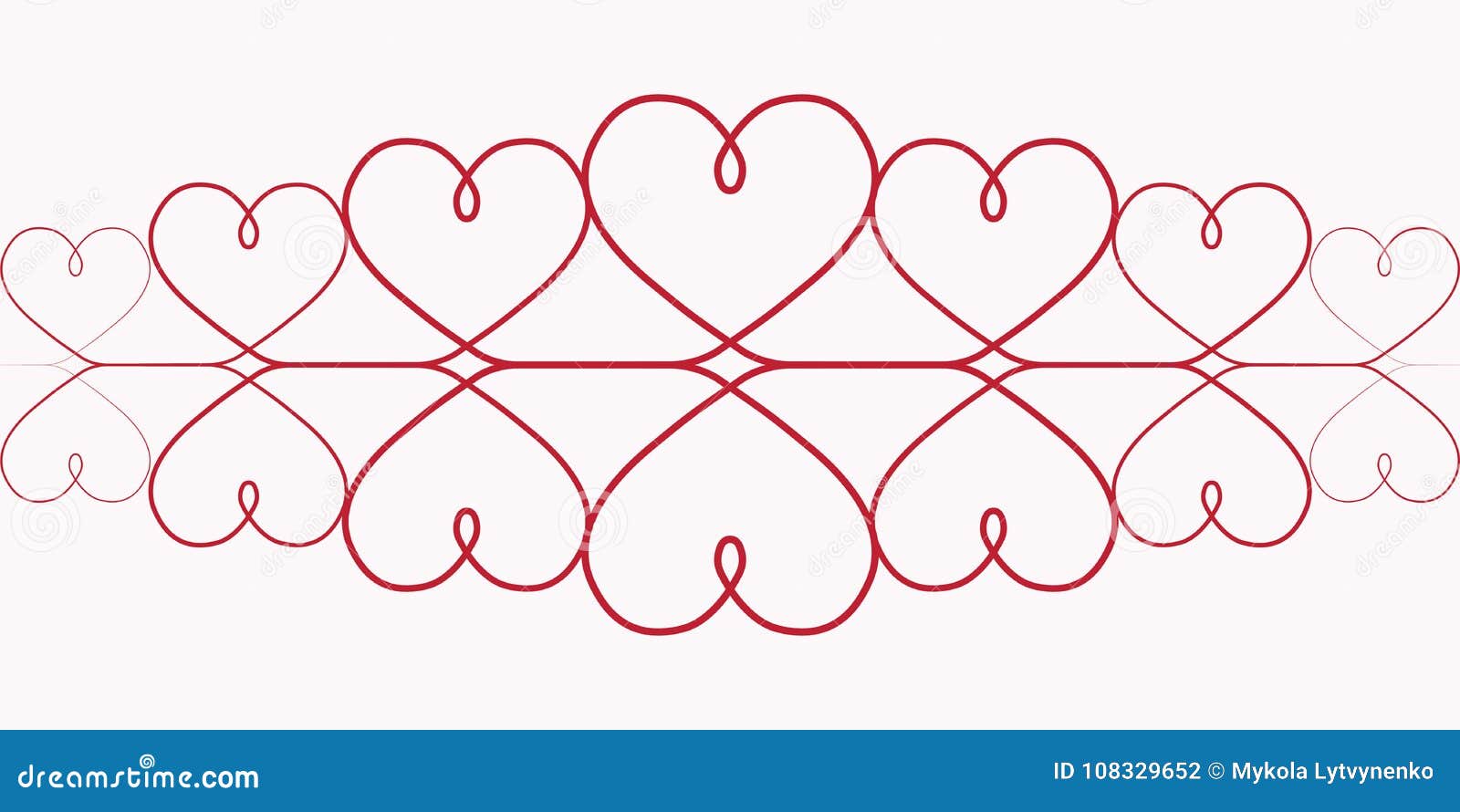 Pattern Hearts One Continuous Line Drawing Of Red Hearts On White ...