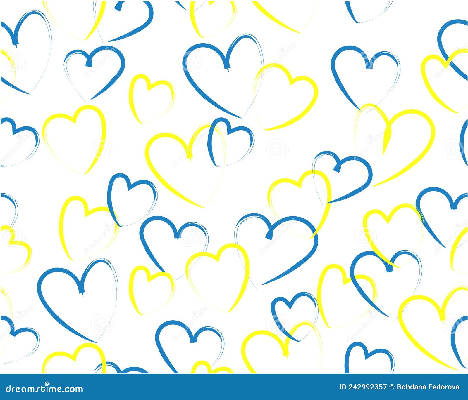 Pattern with Hearts in Yellow-blue Colors Stock Vector - Illustration ...