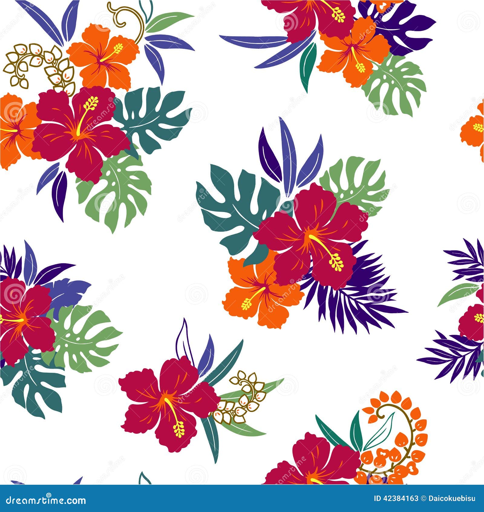 Pattern of the Hibiscus stock vector. Illustration of gorgeous - 42384163