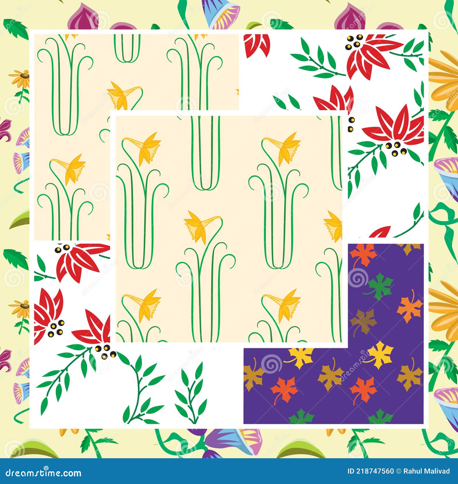 Pattern of Hijab Motif Design with Abstract Foliage Design. Silk Scarf ...