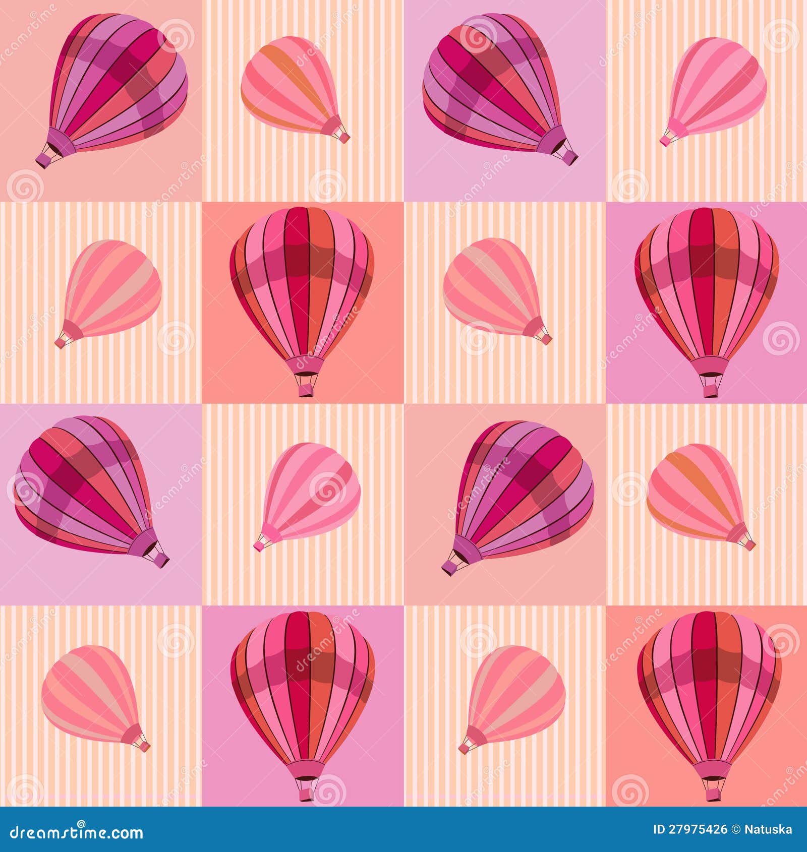 Pattern with Hot Air Balloons Stock Illustration - Illustration of ...