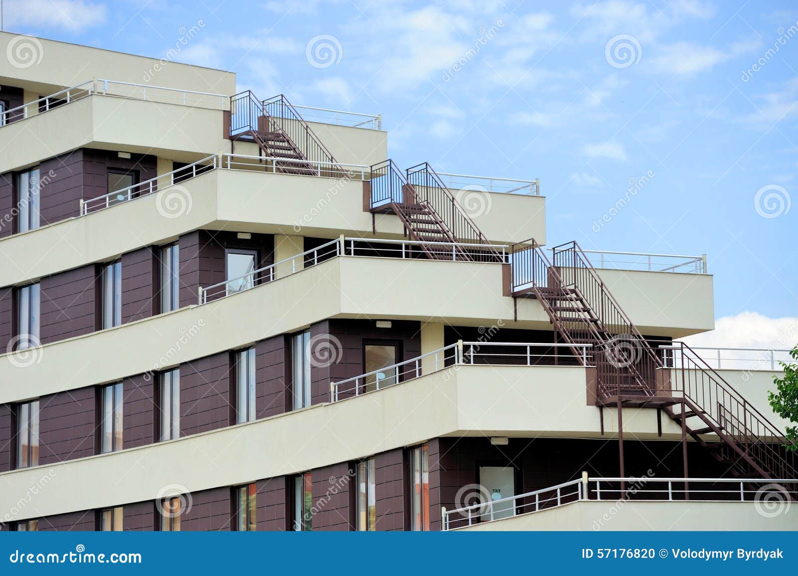 Pattern of Hotel Room Balconies Stock Photo - Image of door, building ...