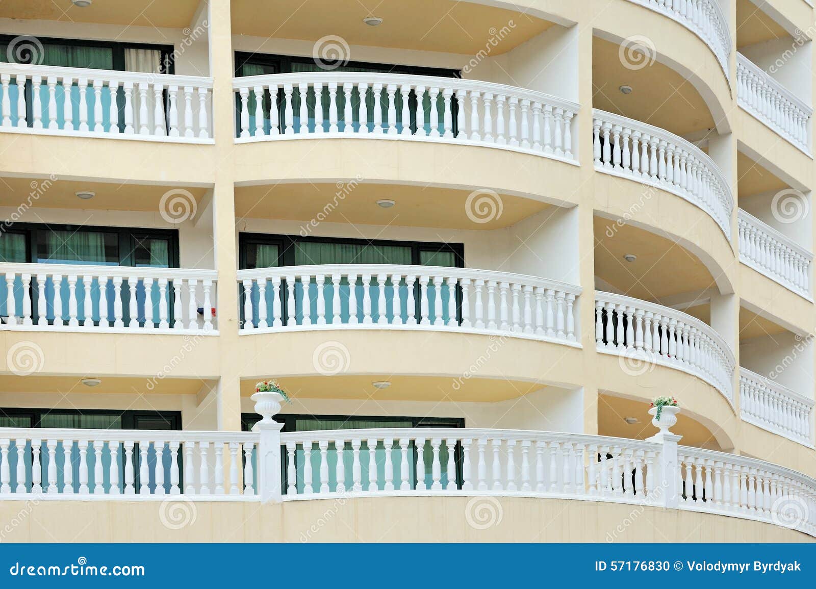 Pattern Of Hotel Room Balconies In Modern Building Royalty-Free Stock ...