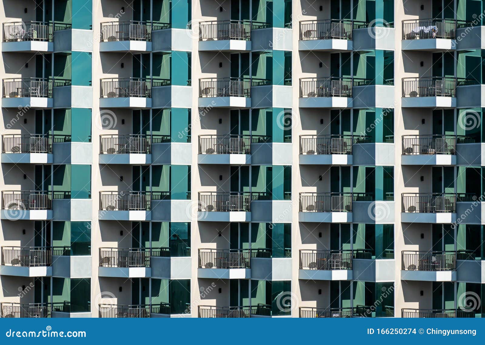 Pattern of Hotel Room Balconies in Modern Building. Art Stock Photo ...