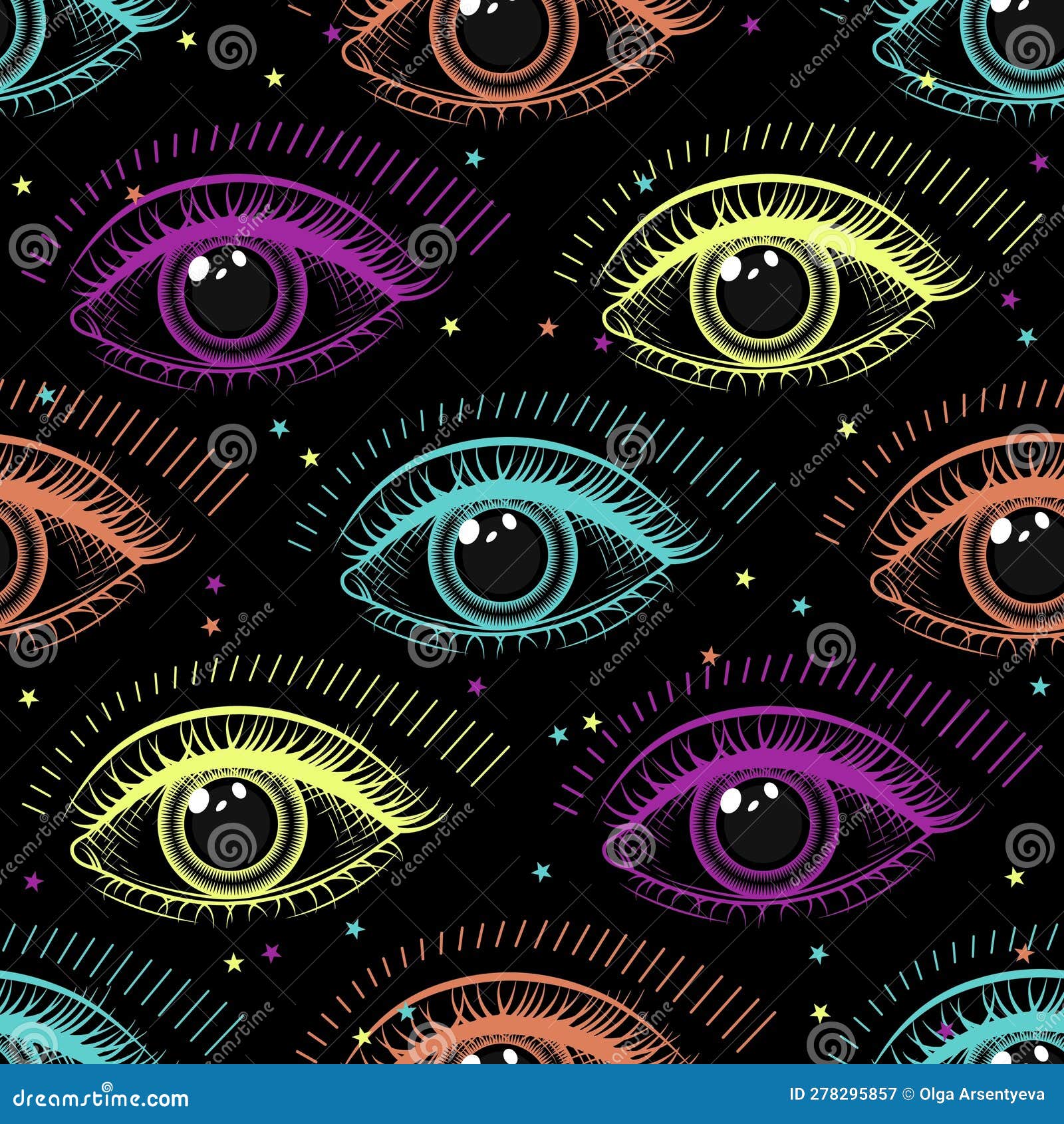 Pattern With Human Eye. Concept Of All Seeing Eye Cartoon Vector ...