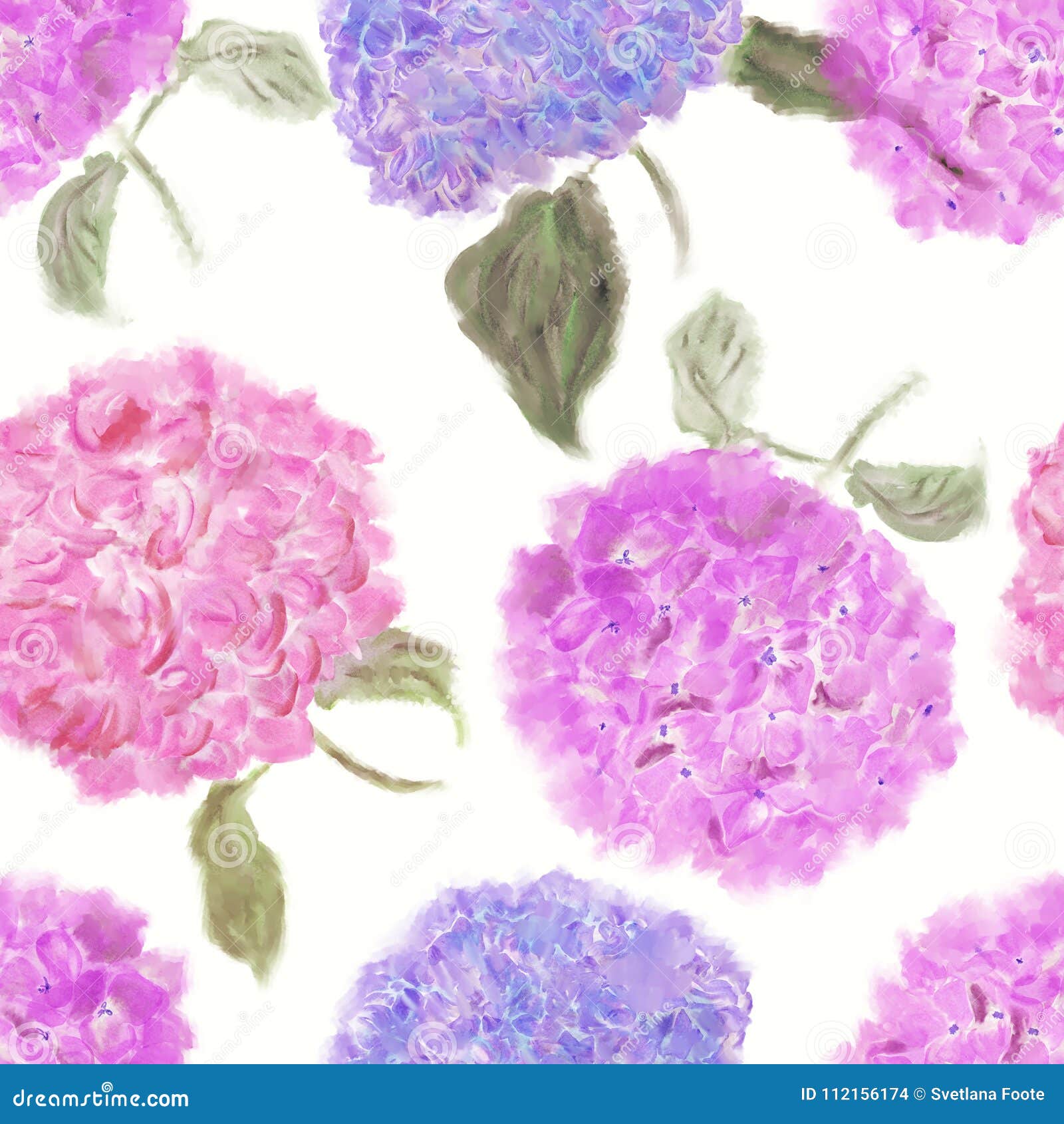 Pattern of Hydrangea Flowers Stock Illustration - Illustration of ...