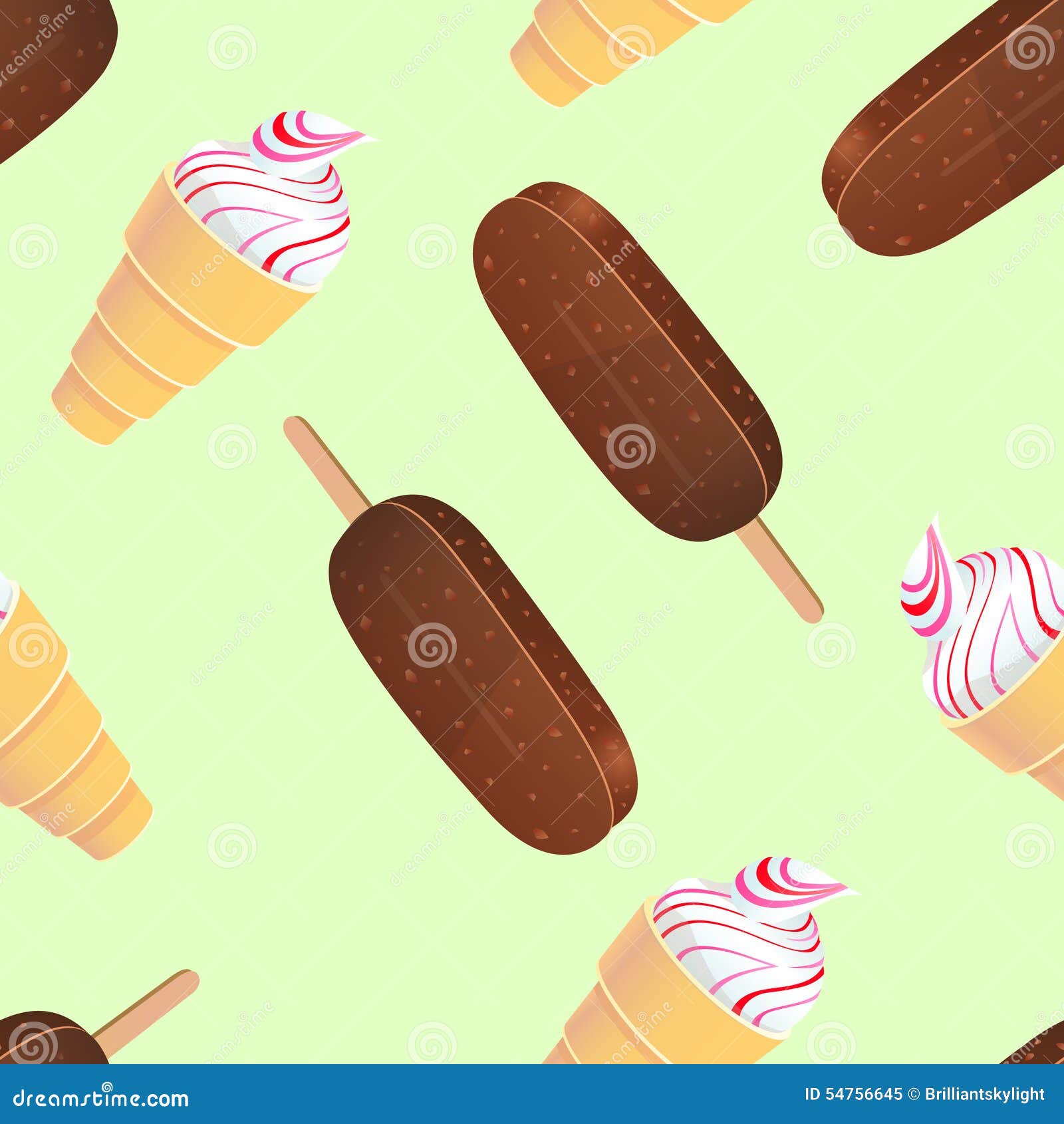 Pattern with ice cream stock vector. Illustration of treat - 54756645