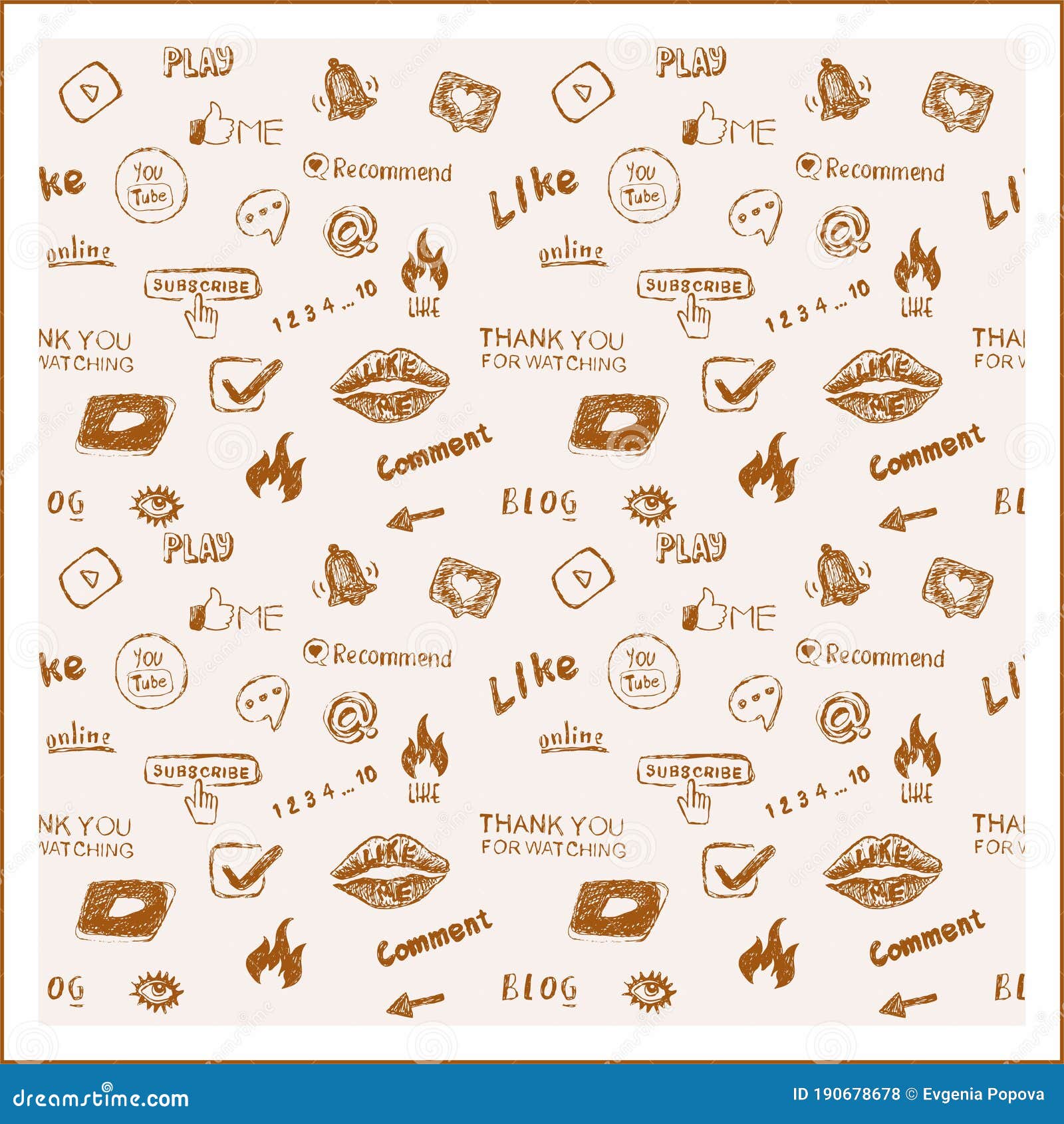 Pattern, with Icons for YouTube Stock Illustration - Illustration of ...