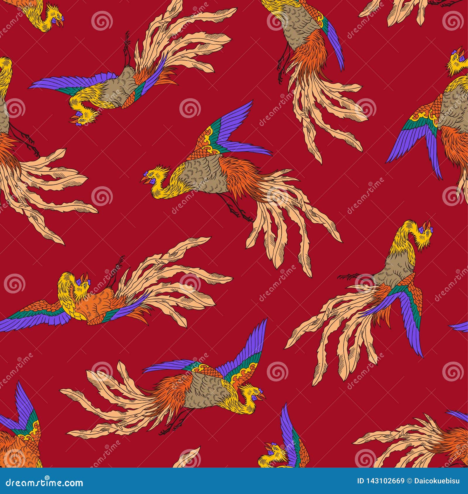 Pattern Illustration of the Chinese Phoenix Stock Vector - Illustration ...