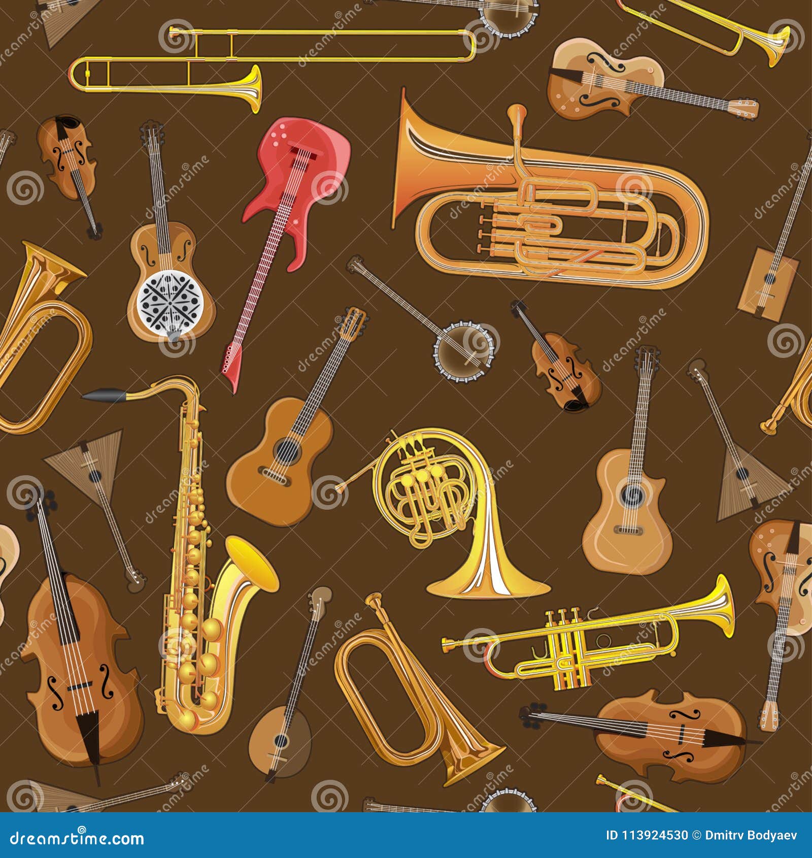 Pattern from the Illustrations of Musical Instruments Stock ...