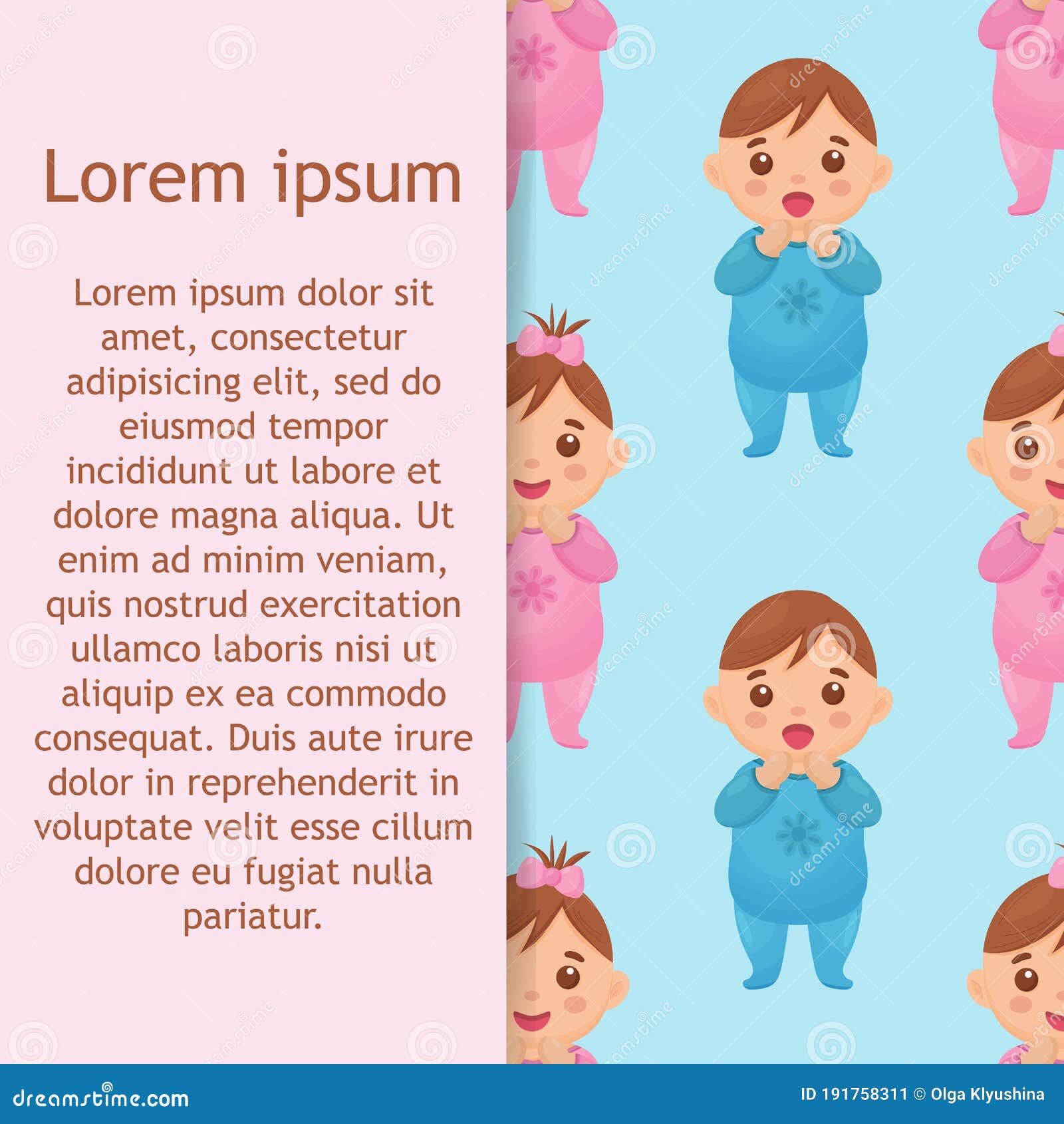 Pattern with an Image of a Baby Girl and Boy Stock Vector ...