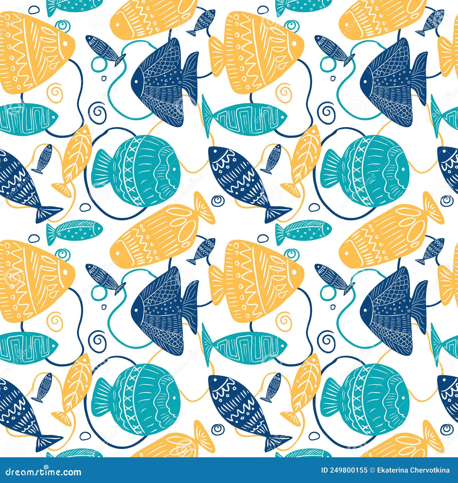 Pattern with Images of Cute Fish Stock Vector - Illustration of symbol ...
