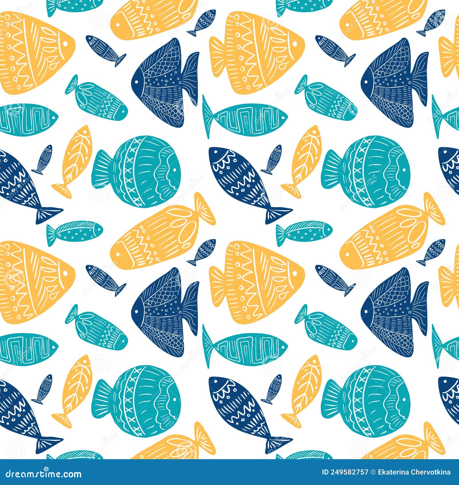 Pattern with Images of Cute Fish Stock Vector - Illustration of ...
