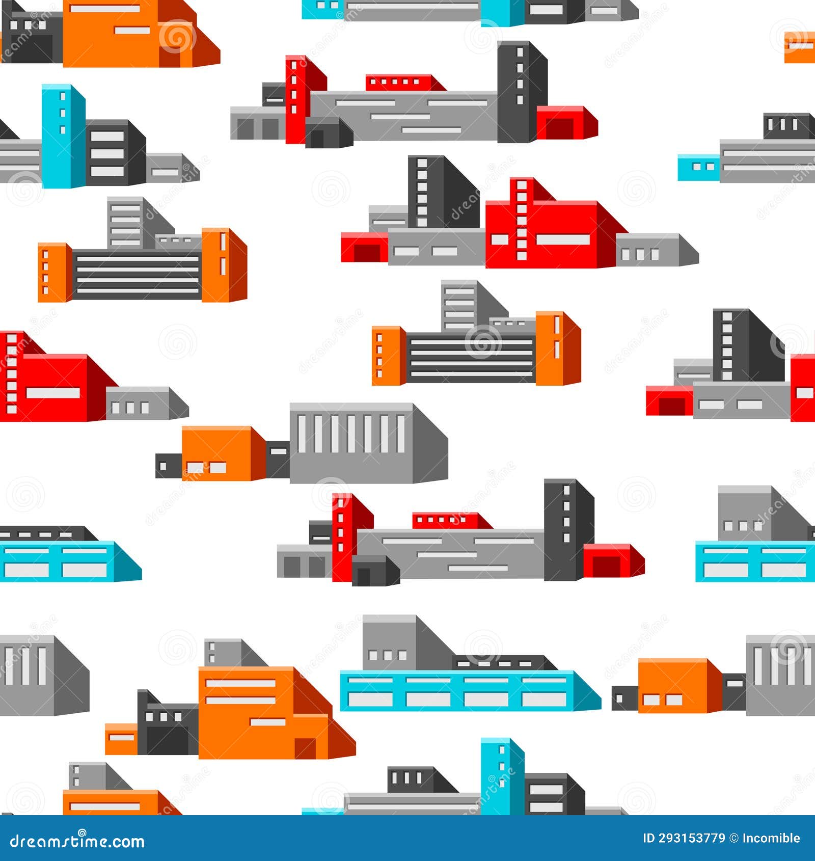 Pattern with Industrial Buildings. Urban Manufactory View of ...