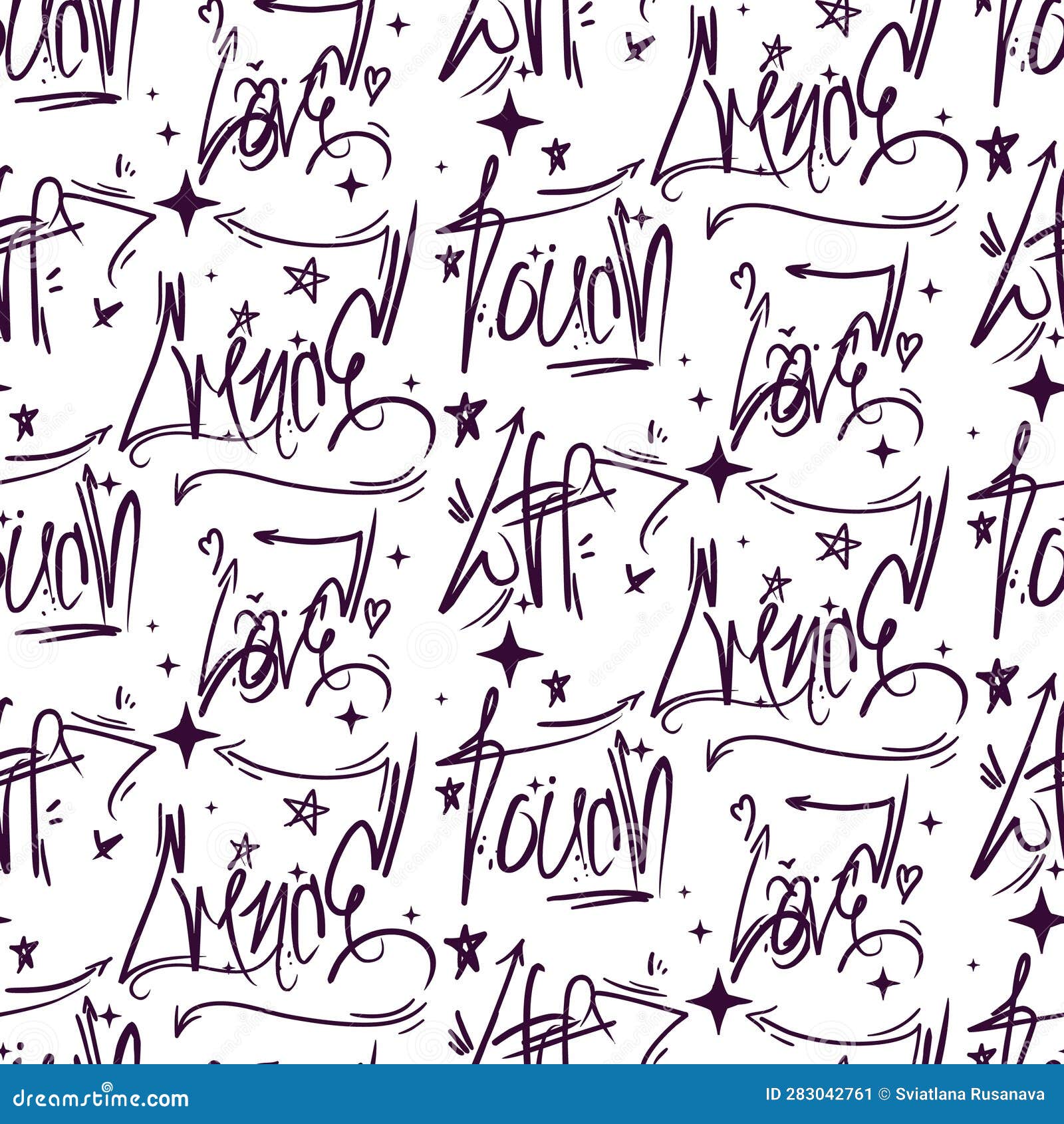 A Pattern of Inscriptions in a Modern Graffiti Style. Inscriptions, the ...