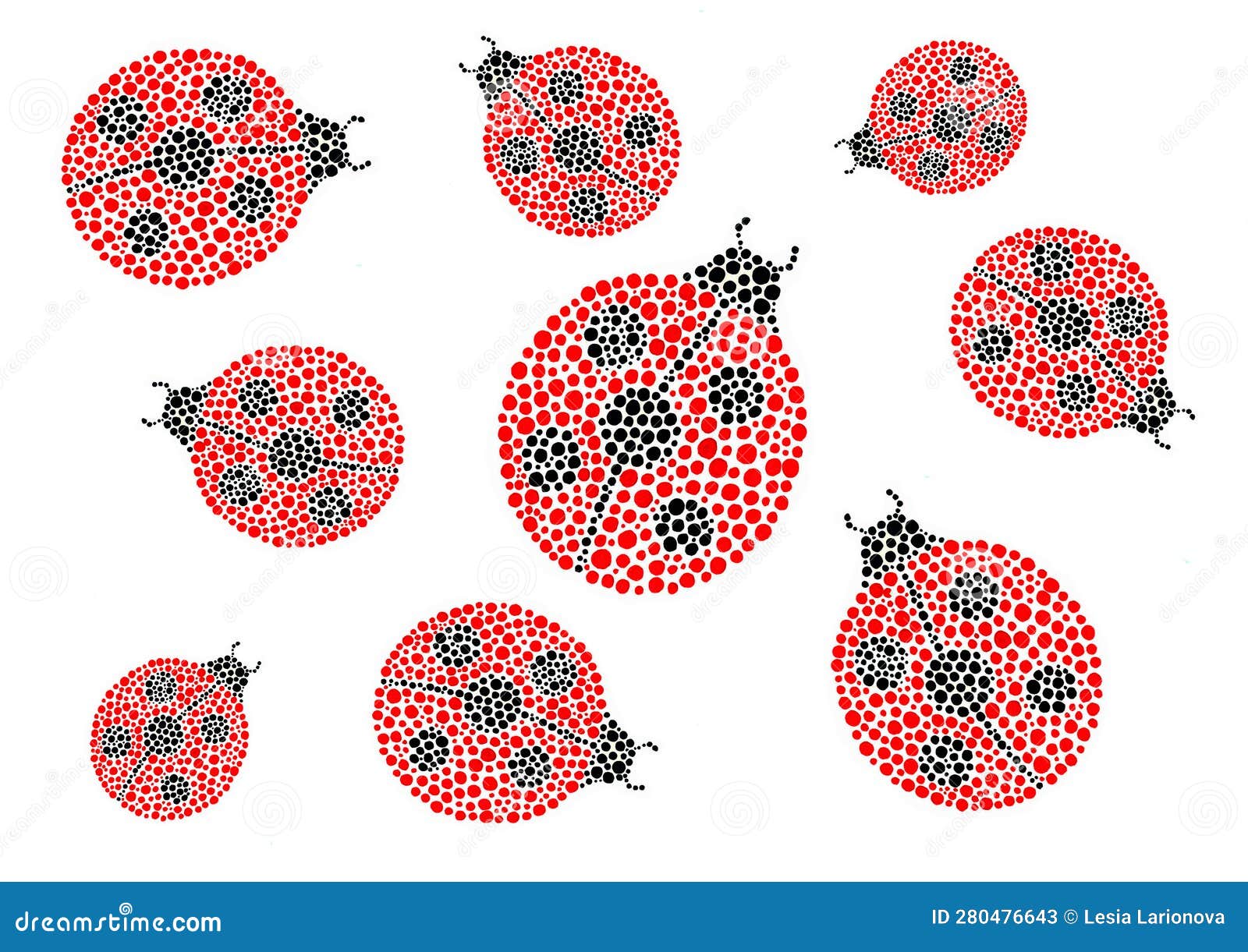 Pattern with Insects - Ladybug Dotted Isolated on White Background ...