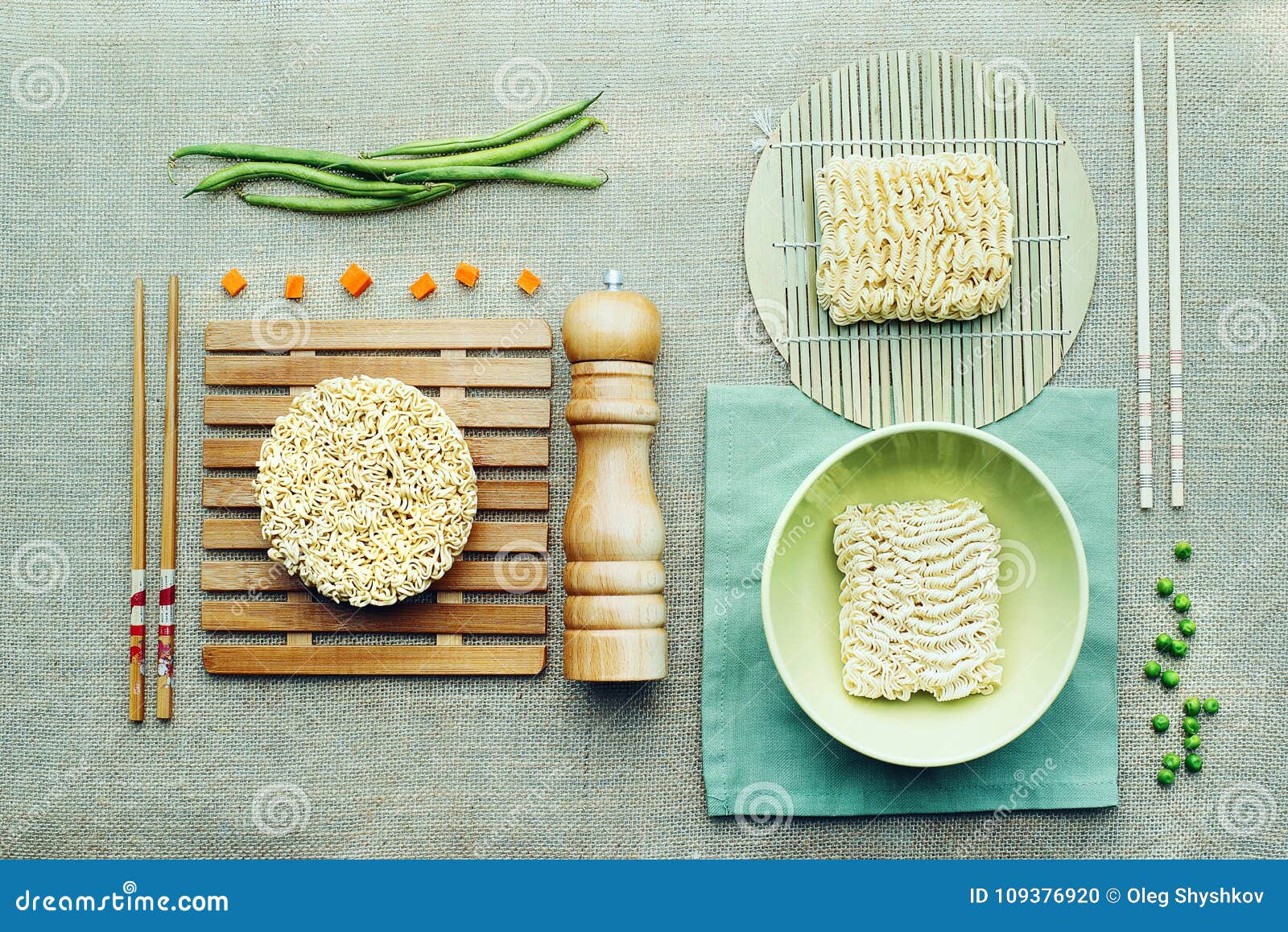The Pattern of Instant Noodles in the Background of the Canvas. Top ...