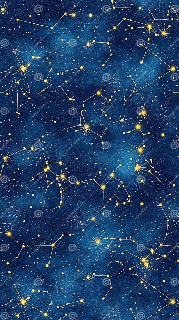 Pattern of Interconnected Dots Forming Constellations on a Deep Blue ...