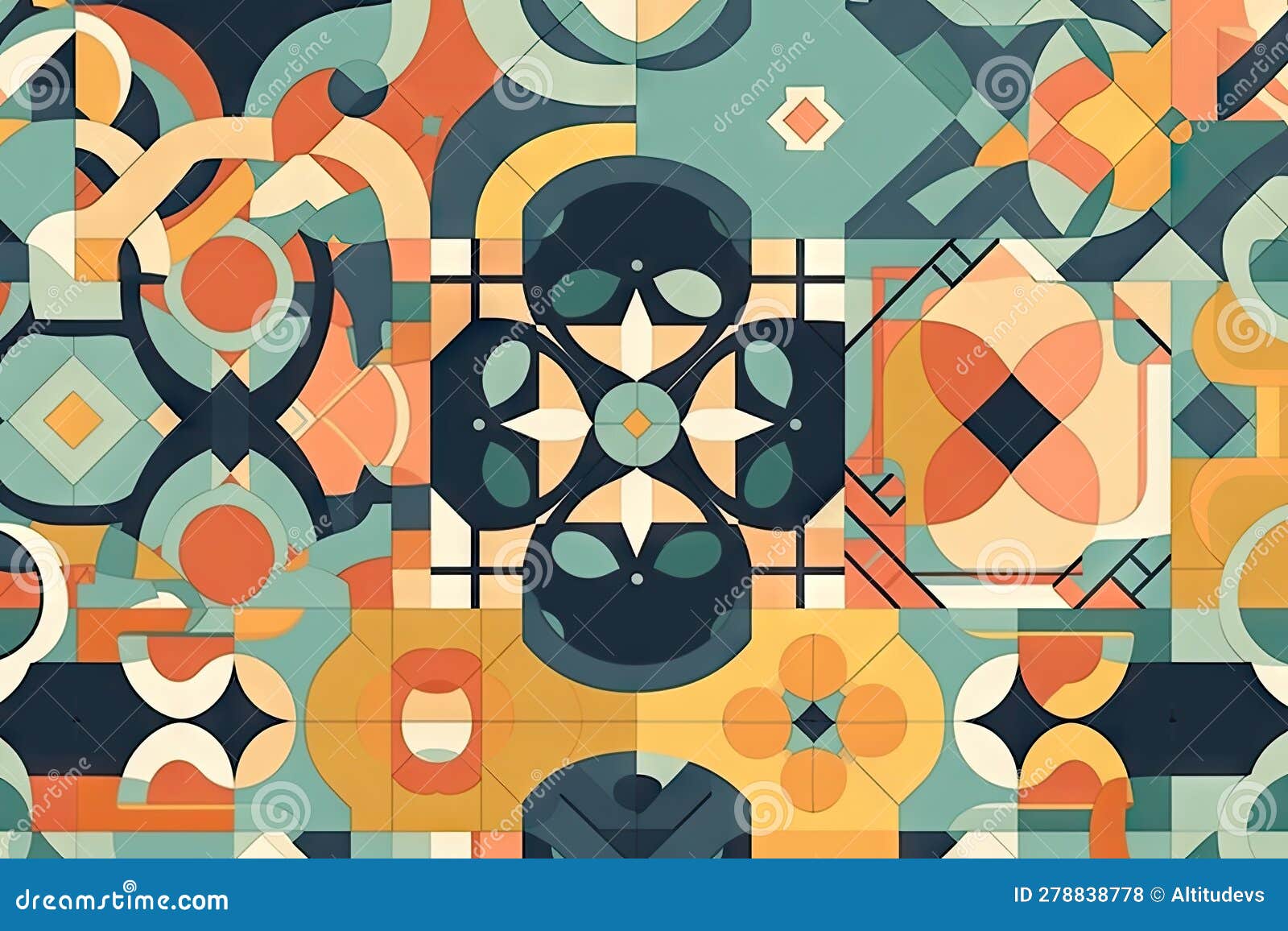 Pattern of Interlocking Geometric Shapes and Letters Stock Photo ...