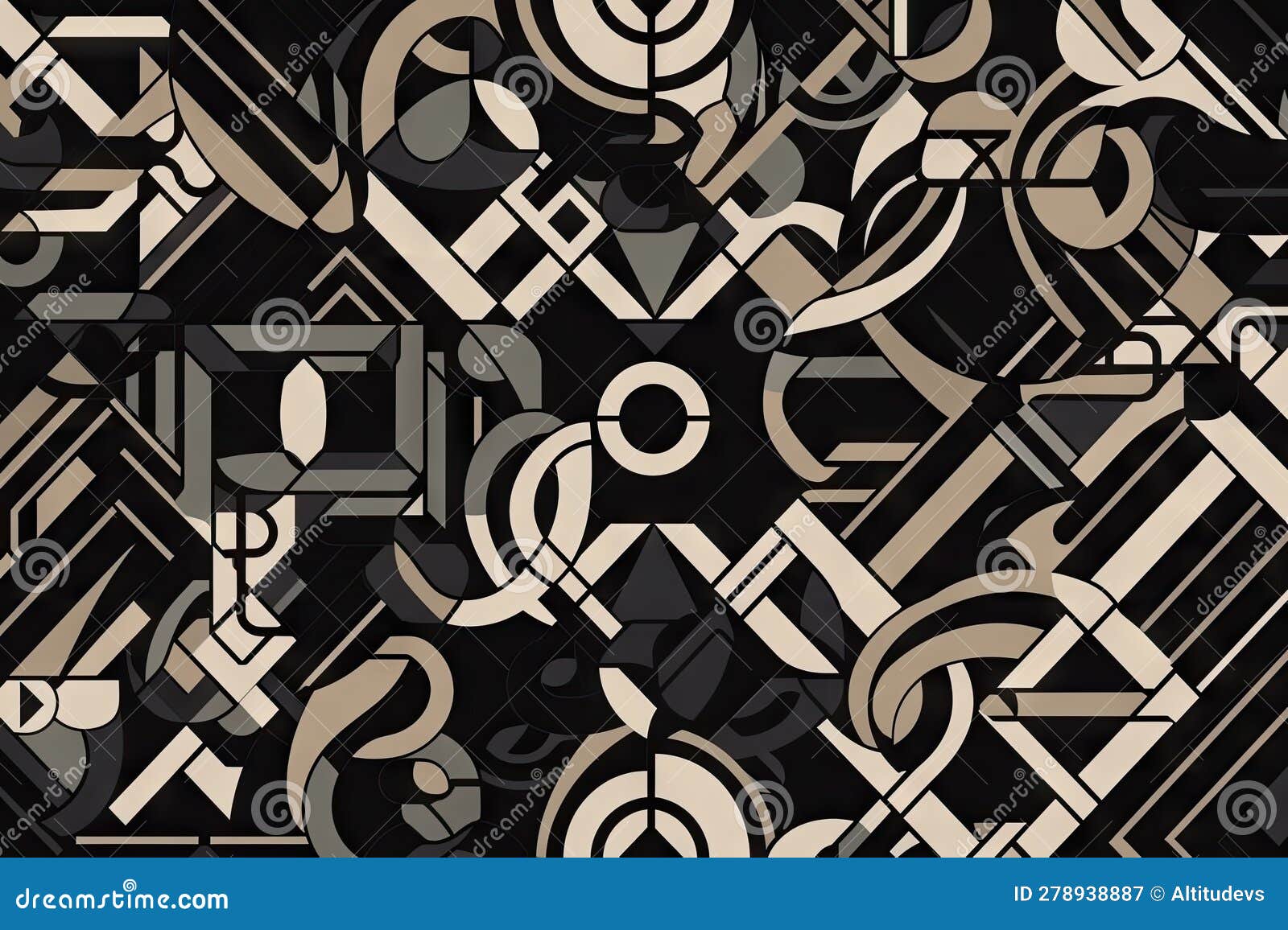 Pattern of Interlocking Geometric Shapes and Letters Stock Illustration ...