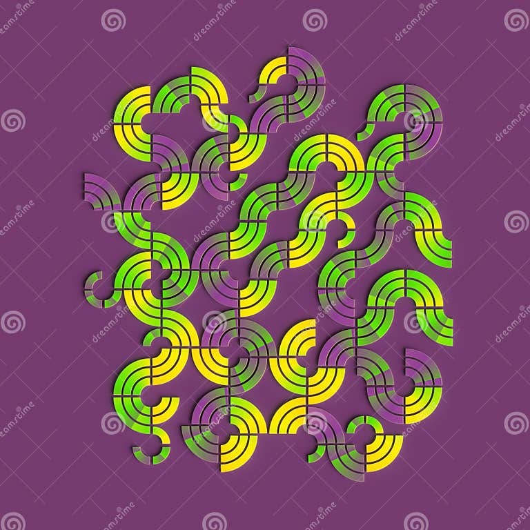 Pattern of Interlocking Swirling Shapes with a Color Gradient. 3d ...