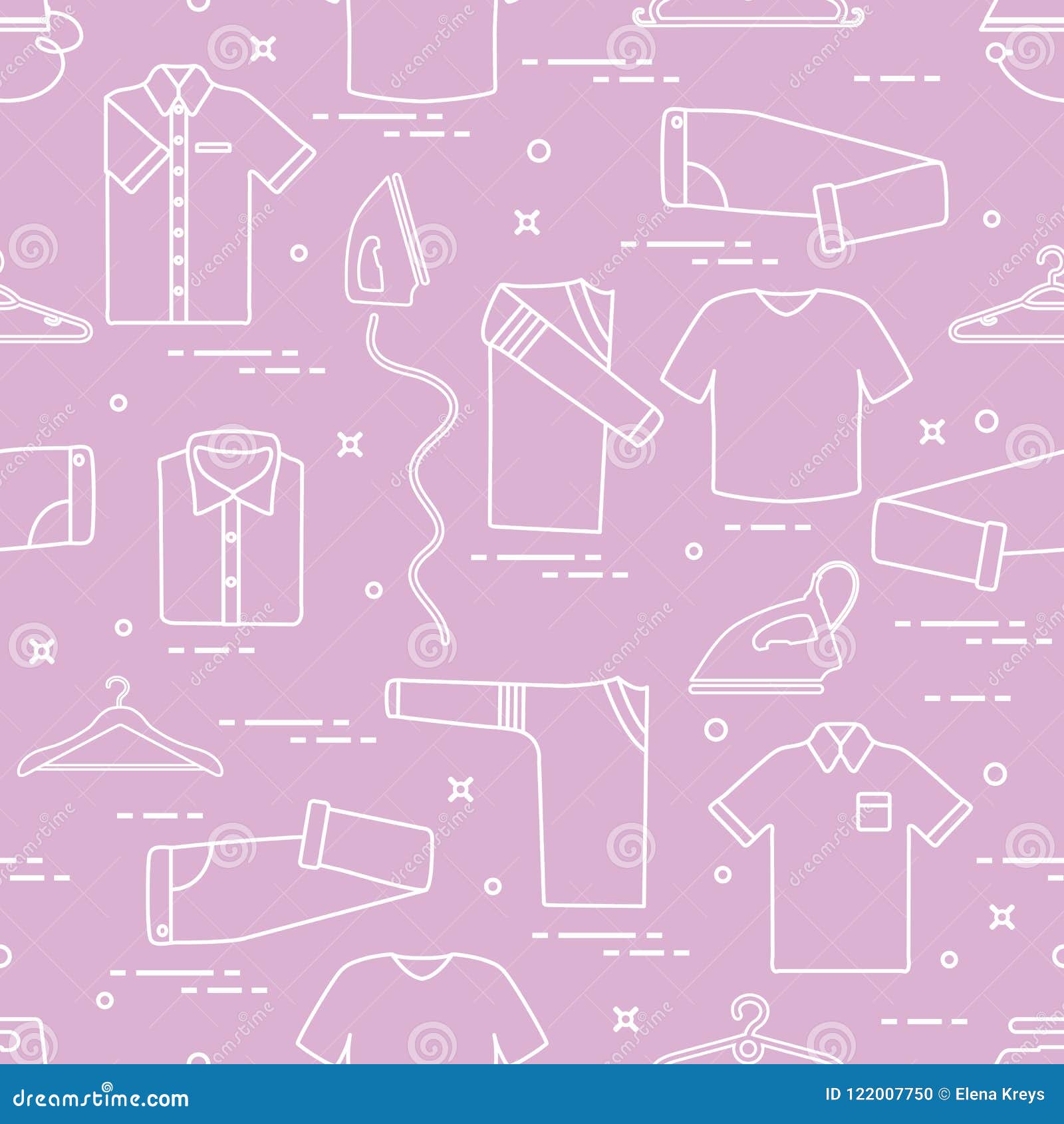 Pattern With Irons, Hangers And Different Clothes Cartoon Vector ...