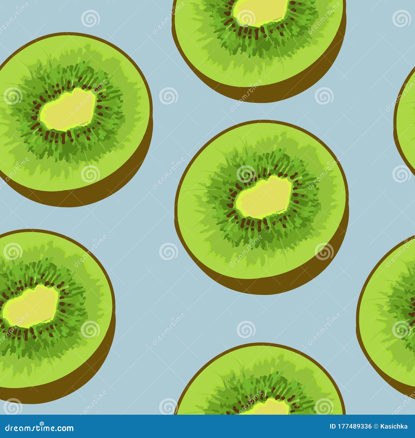 Pattern With Isolated Realistic Kiwi Royalty-Free Illustration ...
