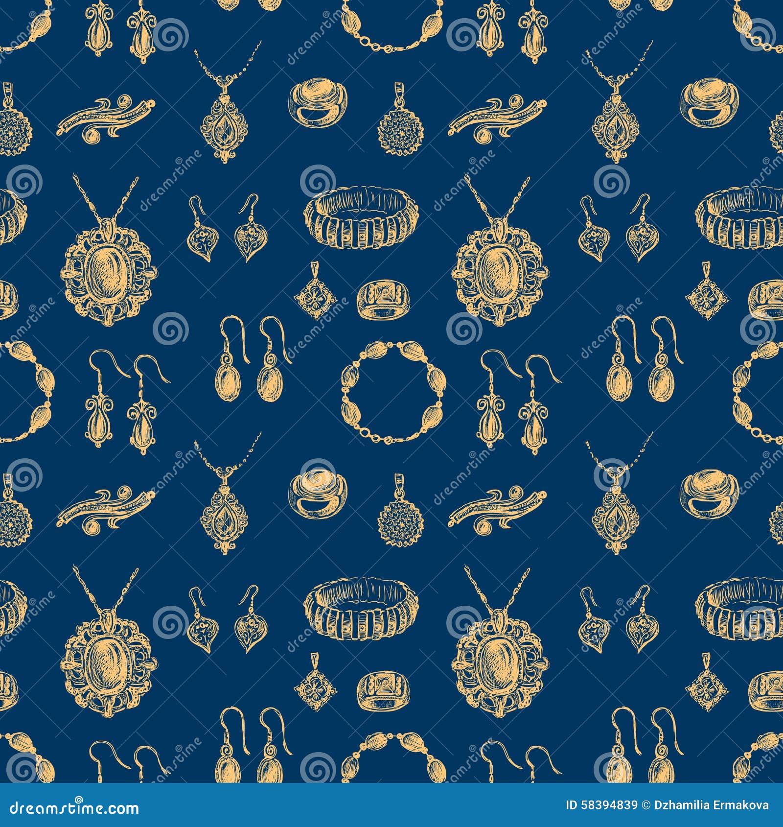 Pattern of the jewelry stock vector. Illustration of jewelry - 58394839