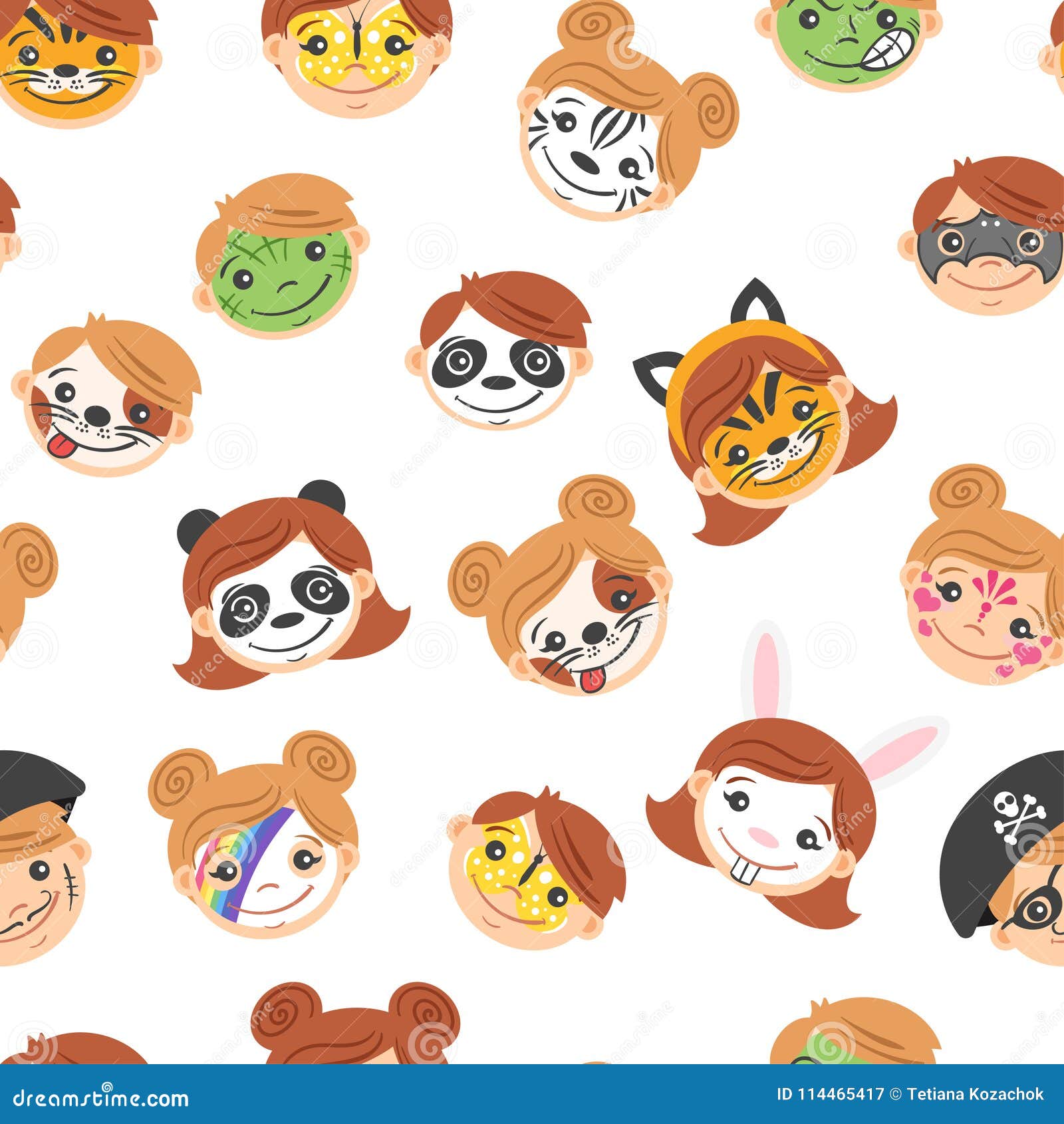 Pattern with Kid Painted Faces Stock Vector - Illustration of icon ...