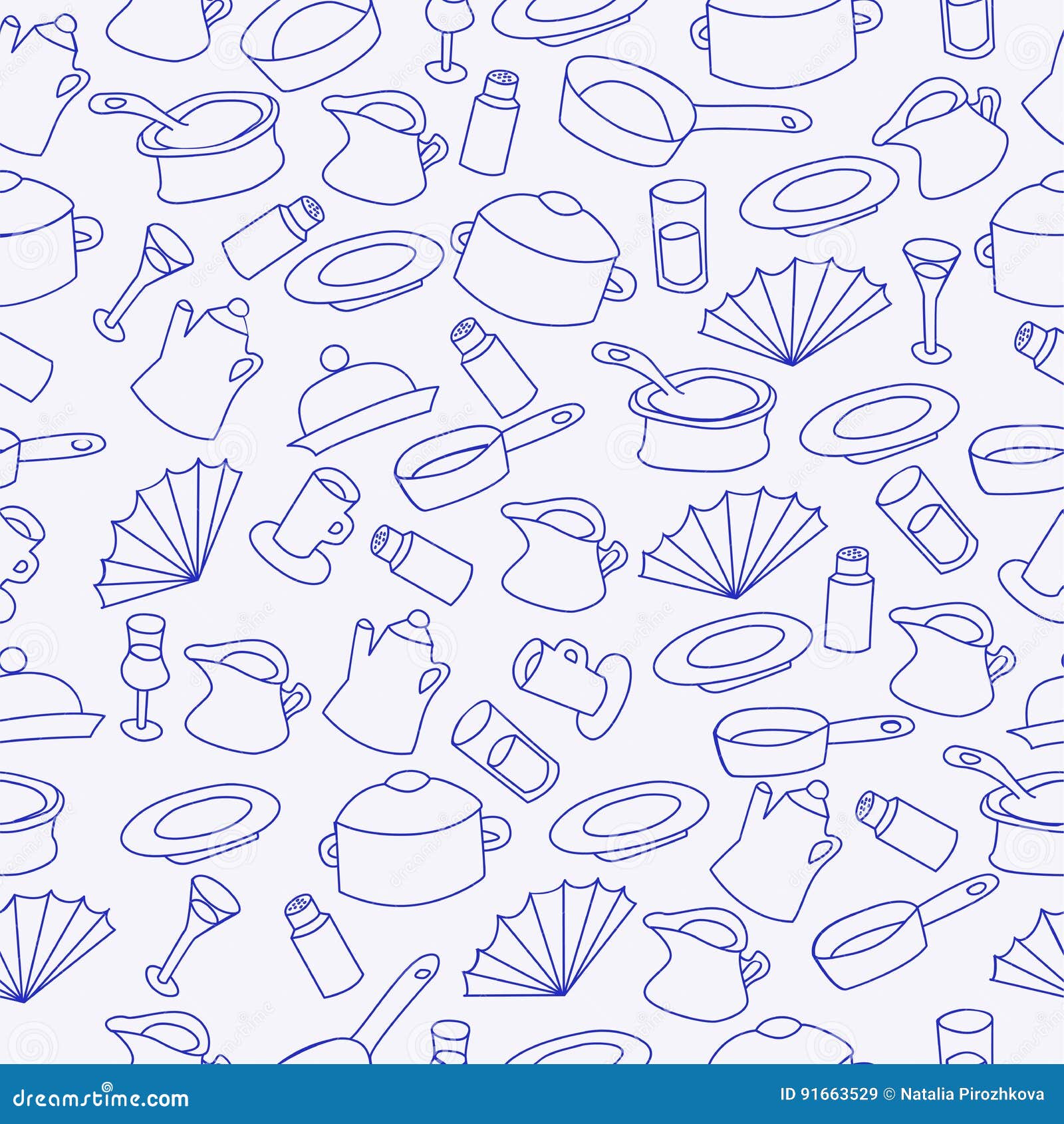 Pattern of Kitchen Accessories Stock Vector - Illustration of seamless ...