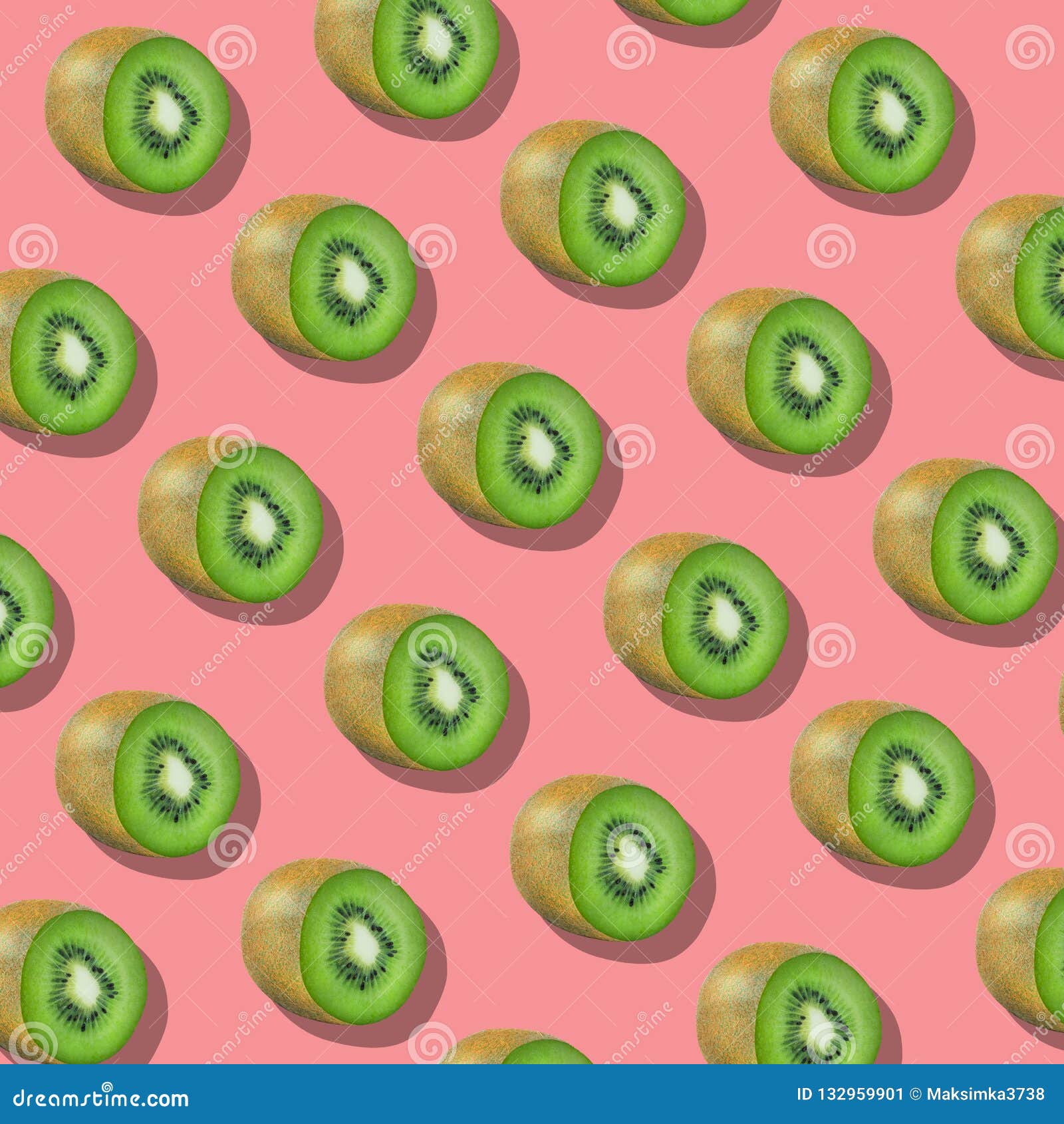 Pattern of Kiwi Fruits on Pink Background, Similar Slices. Stock Image ...