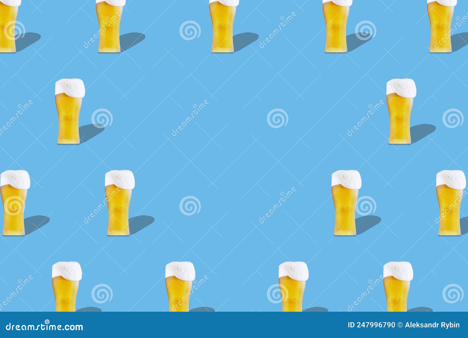 Pattern a Large Beer Glass 3d Render Full of Beer with Foam on a Blue ...