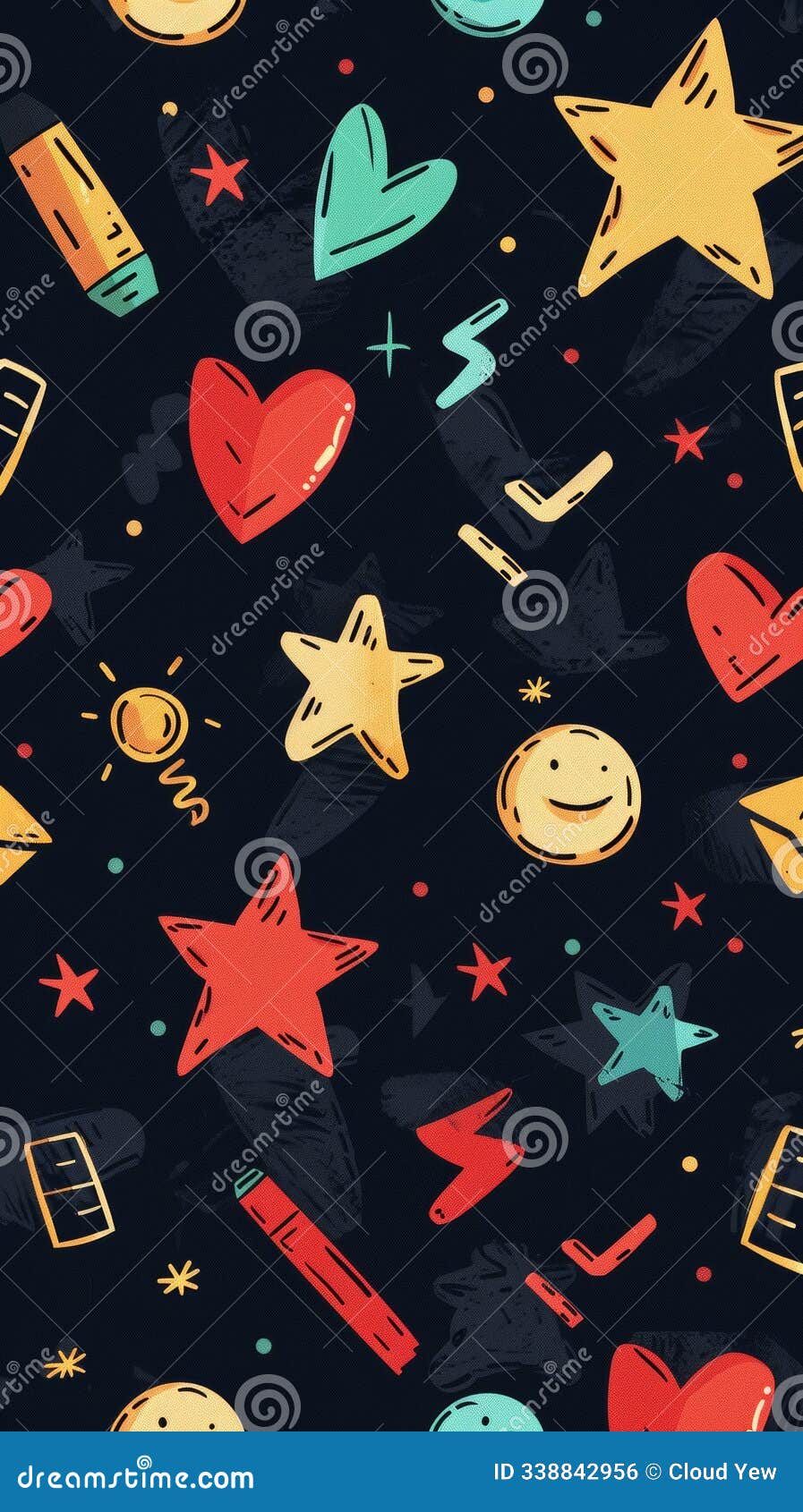 Pattern Layout of Success Symbols Like Stars and Checkmarks. Stock ...