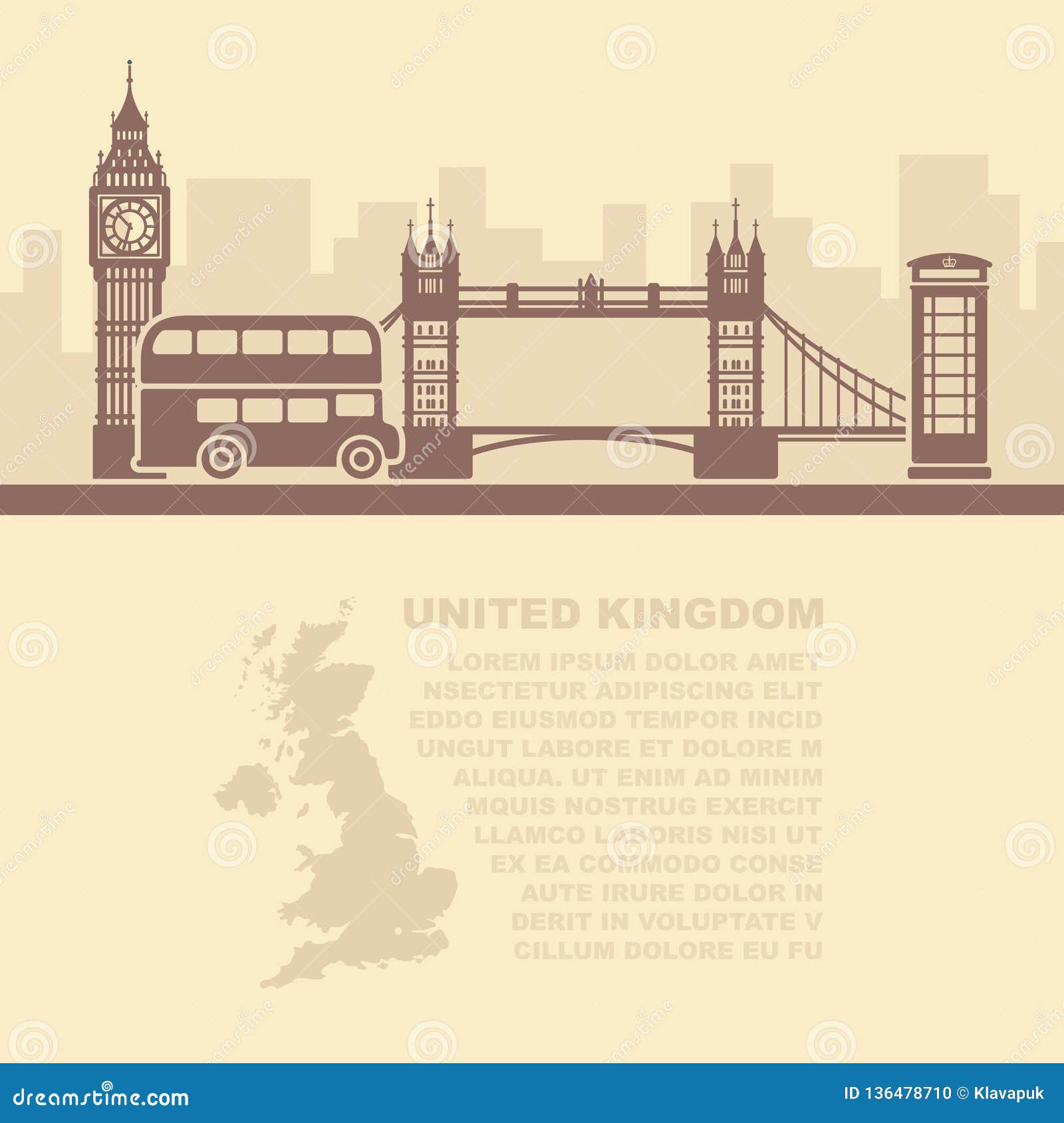 Template Leaflets with a Map of Great Britain and Landmarks of London ...
