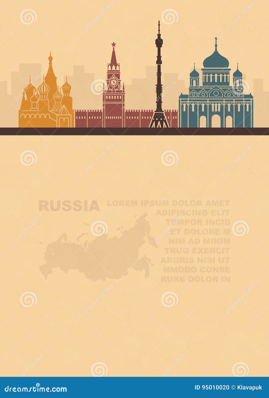 Pattern Leaflets With A Map Of Russia And Architectural Sights Of ...