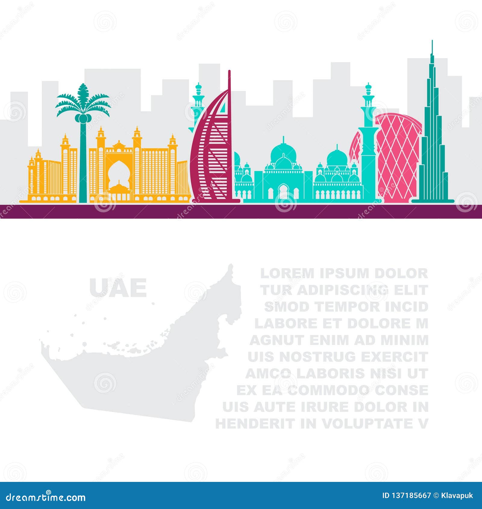 Template Leaflets with a Map of the UAE and Dubai Attractions Stock ...