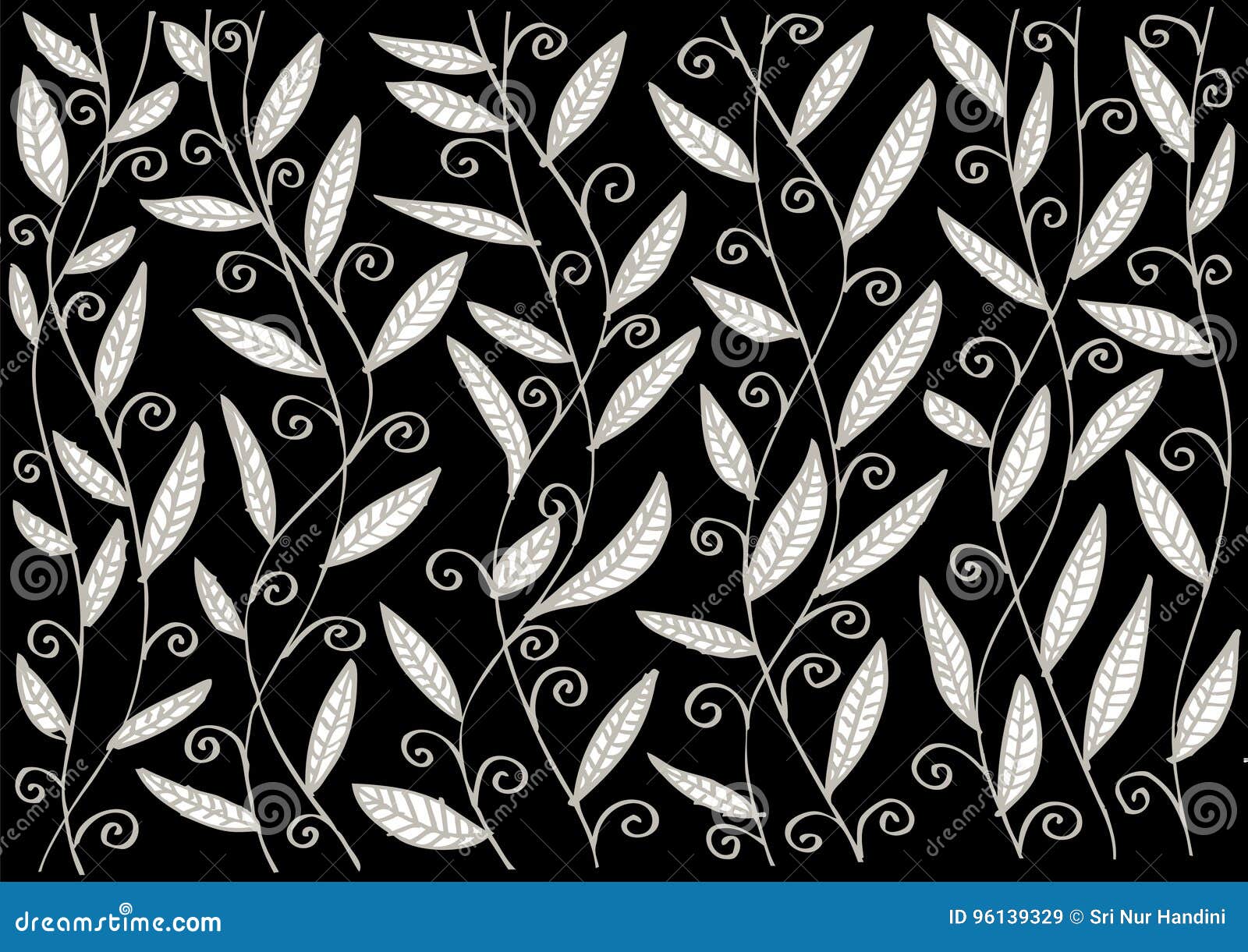 Pattern with Leaves and Branches. Stock Illustration - Illustration of ...