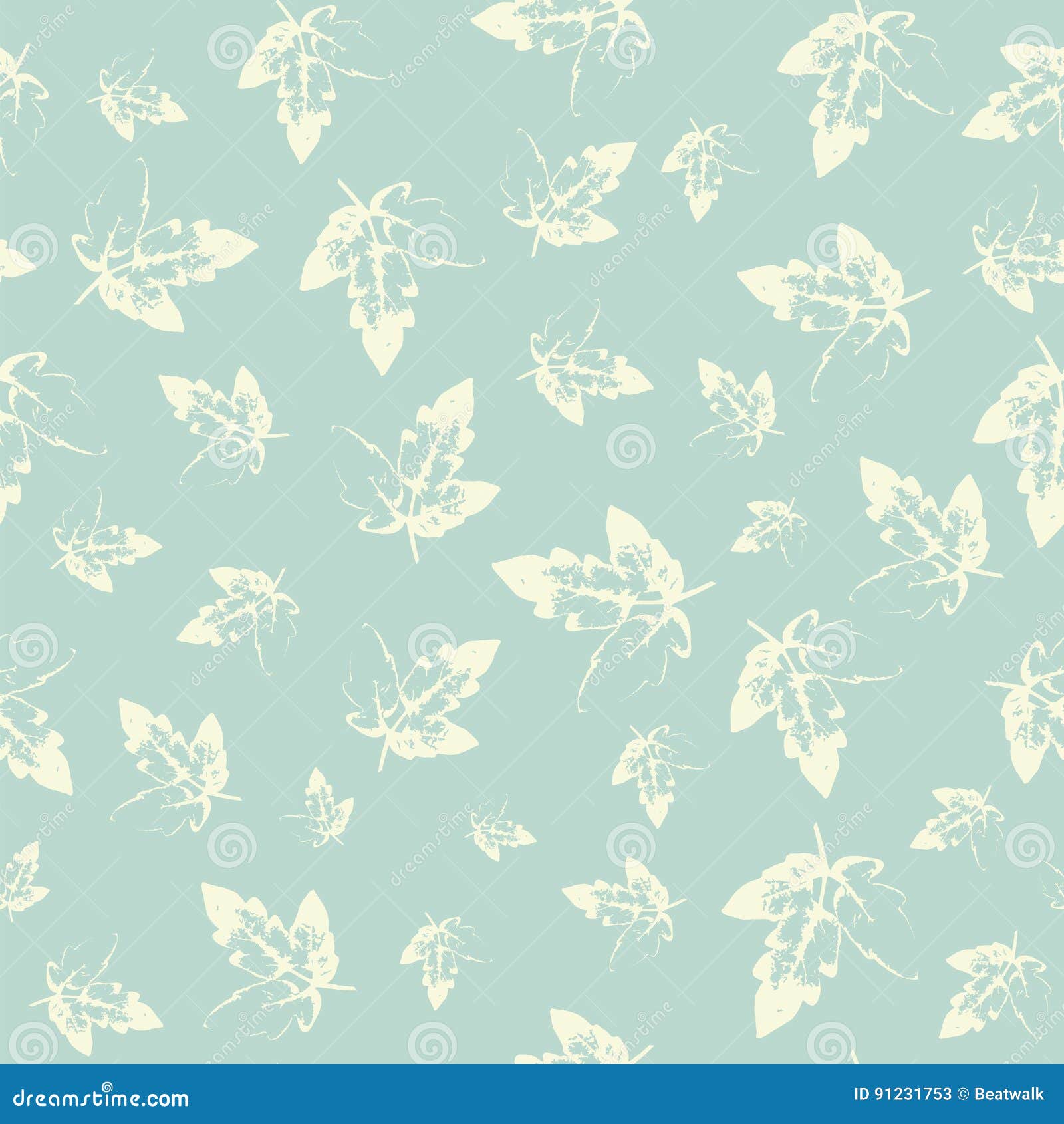 Pattern with Leaves in Pastel on Cold Background Stock Vector ...