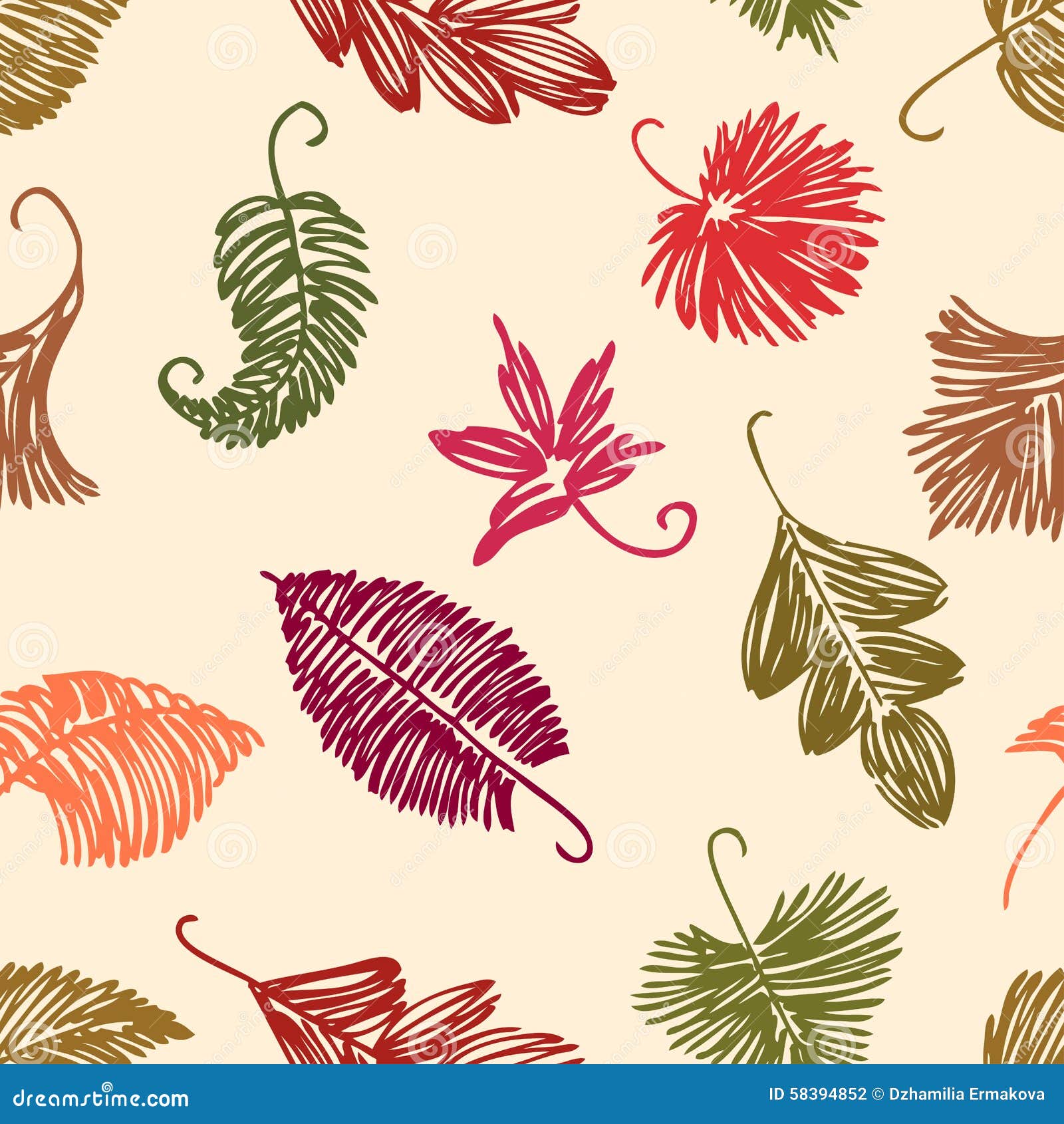 Pattern of leaves trees stock vector. Illustration of fall - 58394852