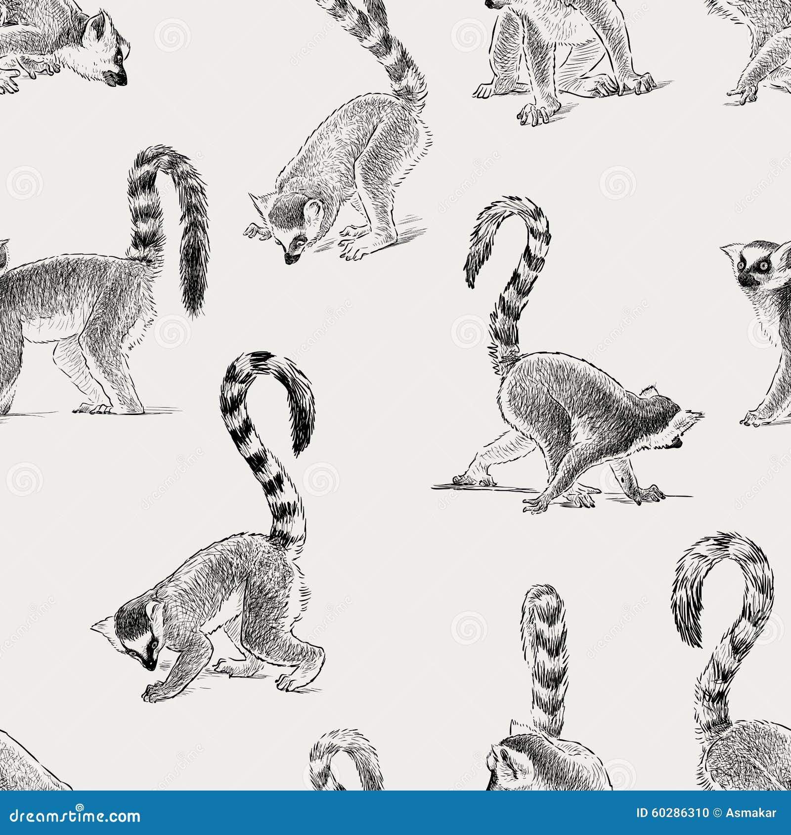 Pattern of the lemurs stock vector. Illustration of pattern - 60286310