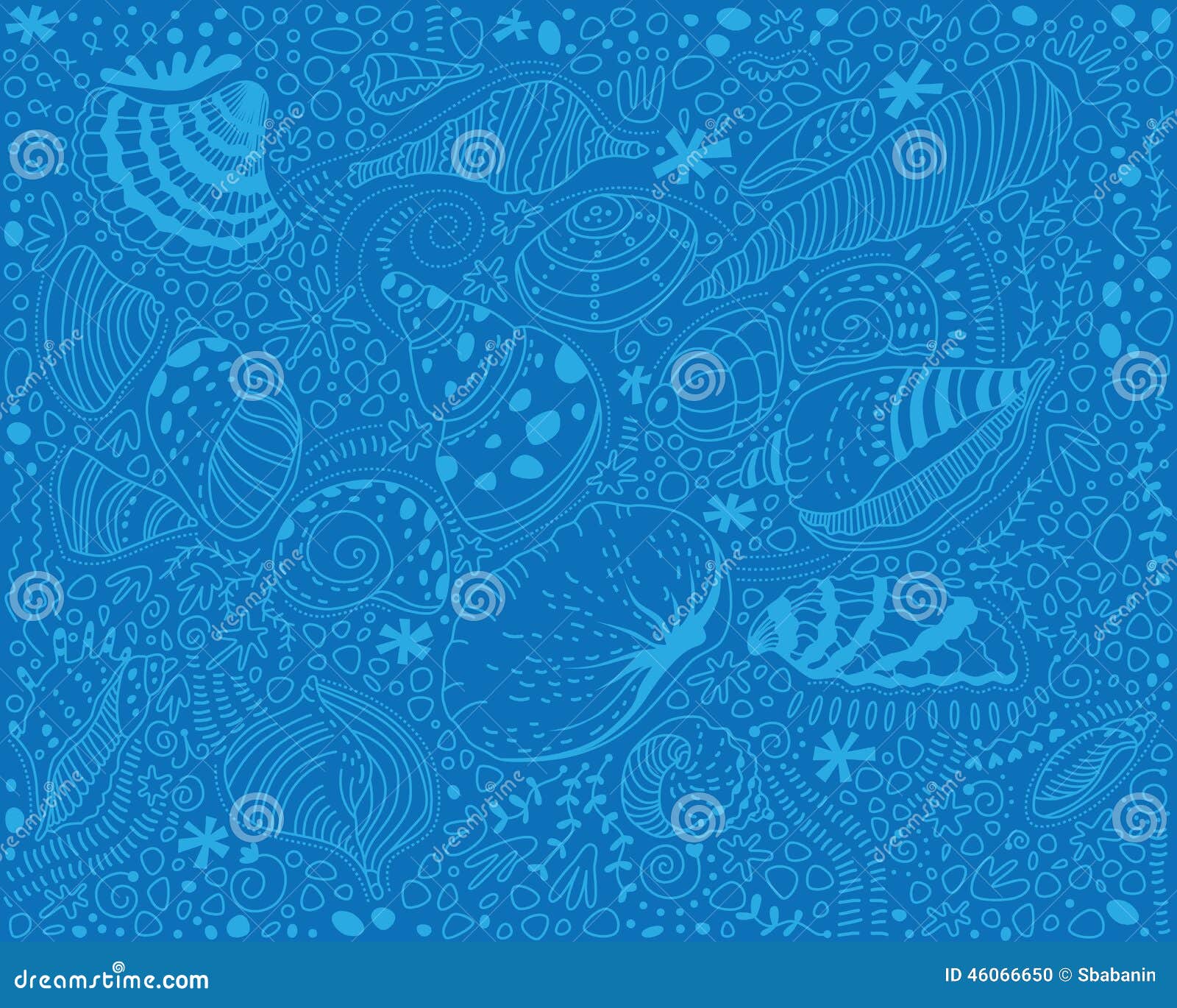 Pattern Light Blue Seashells Stock Vector - Illustration of mollusk ...