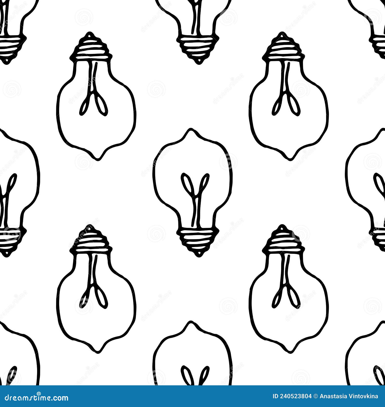 A Pattern of a Light Bulb. a Hand-drawn Isolated Element in Doodle ...