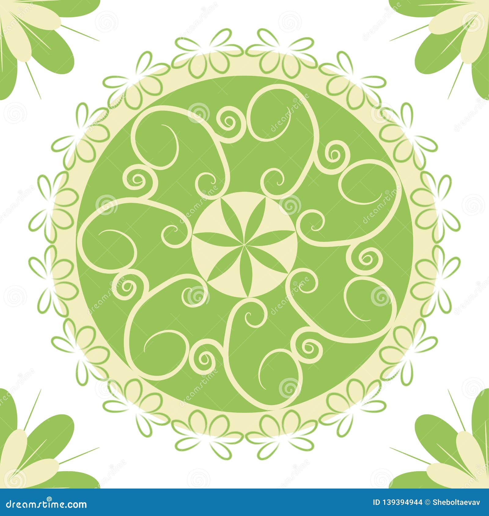 Pattern in a Light Green Circle for Textile Design Stock Vector ...