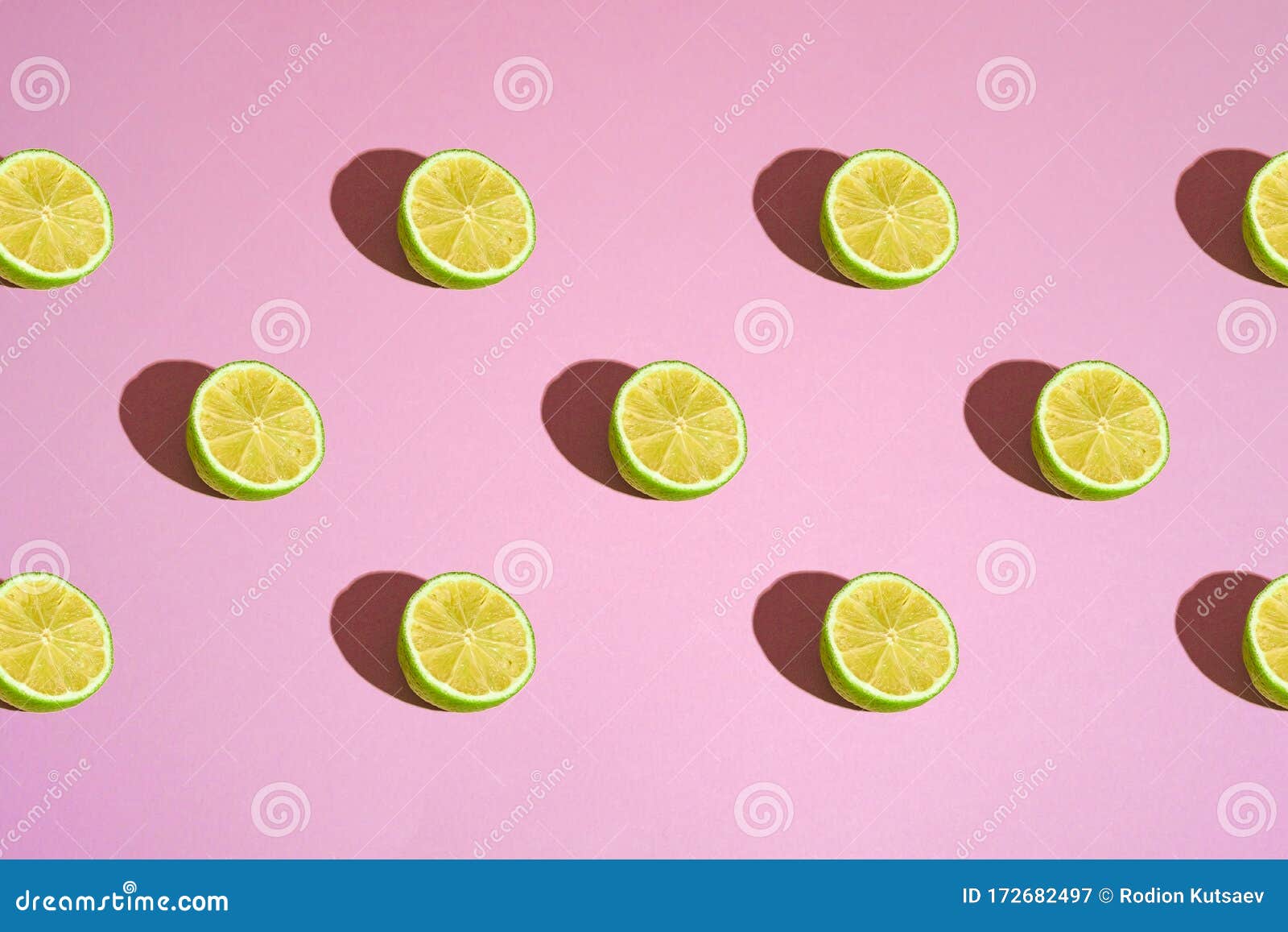 Pattern of Lime Citrus Fruit Slices on Pink Background, Creative Design ...