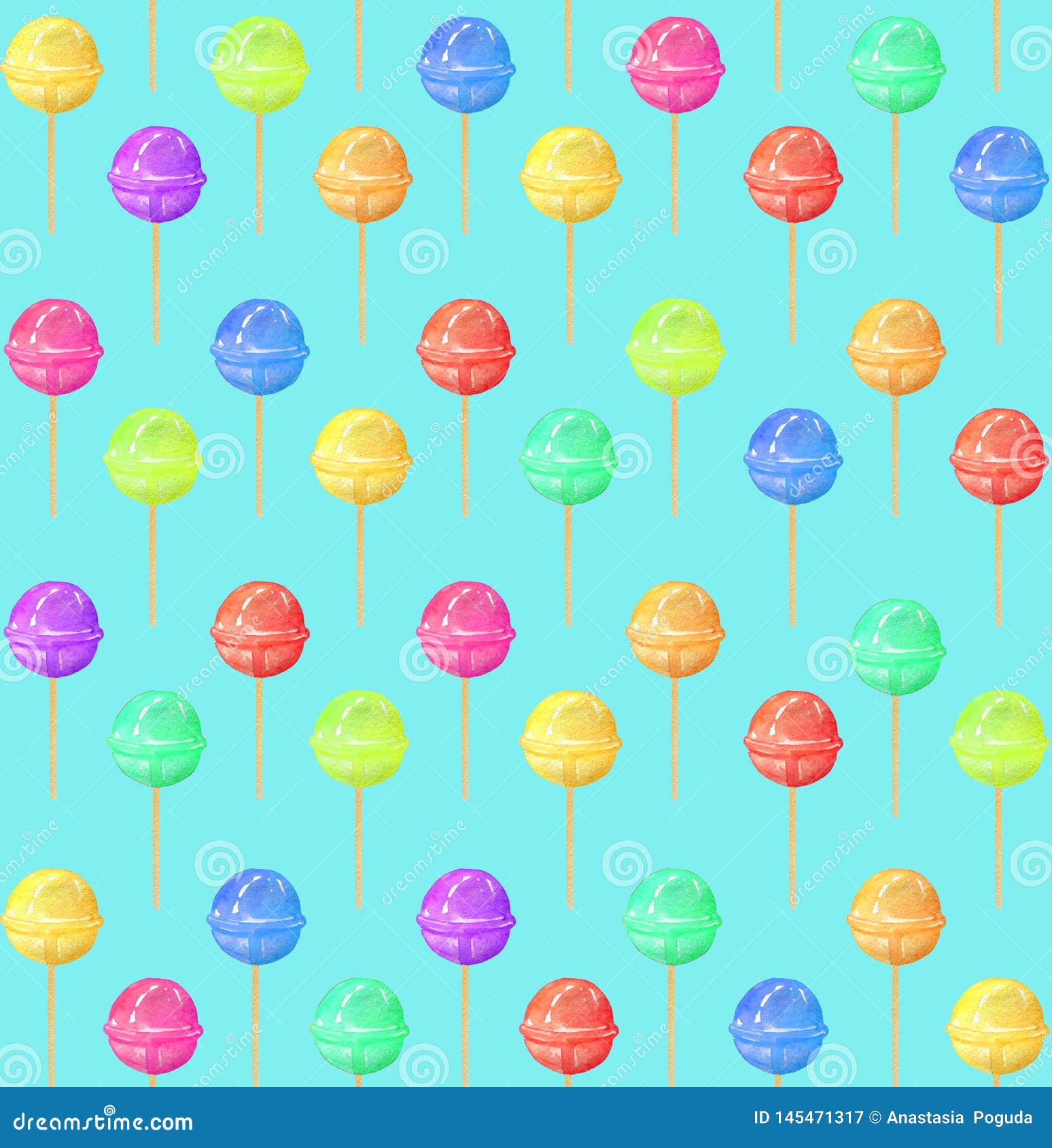 Pattern with Lollipop on Blue Background, Stock Illustration ...