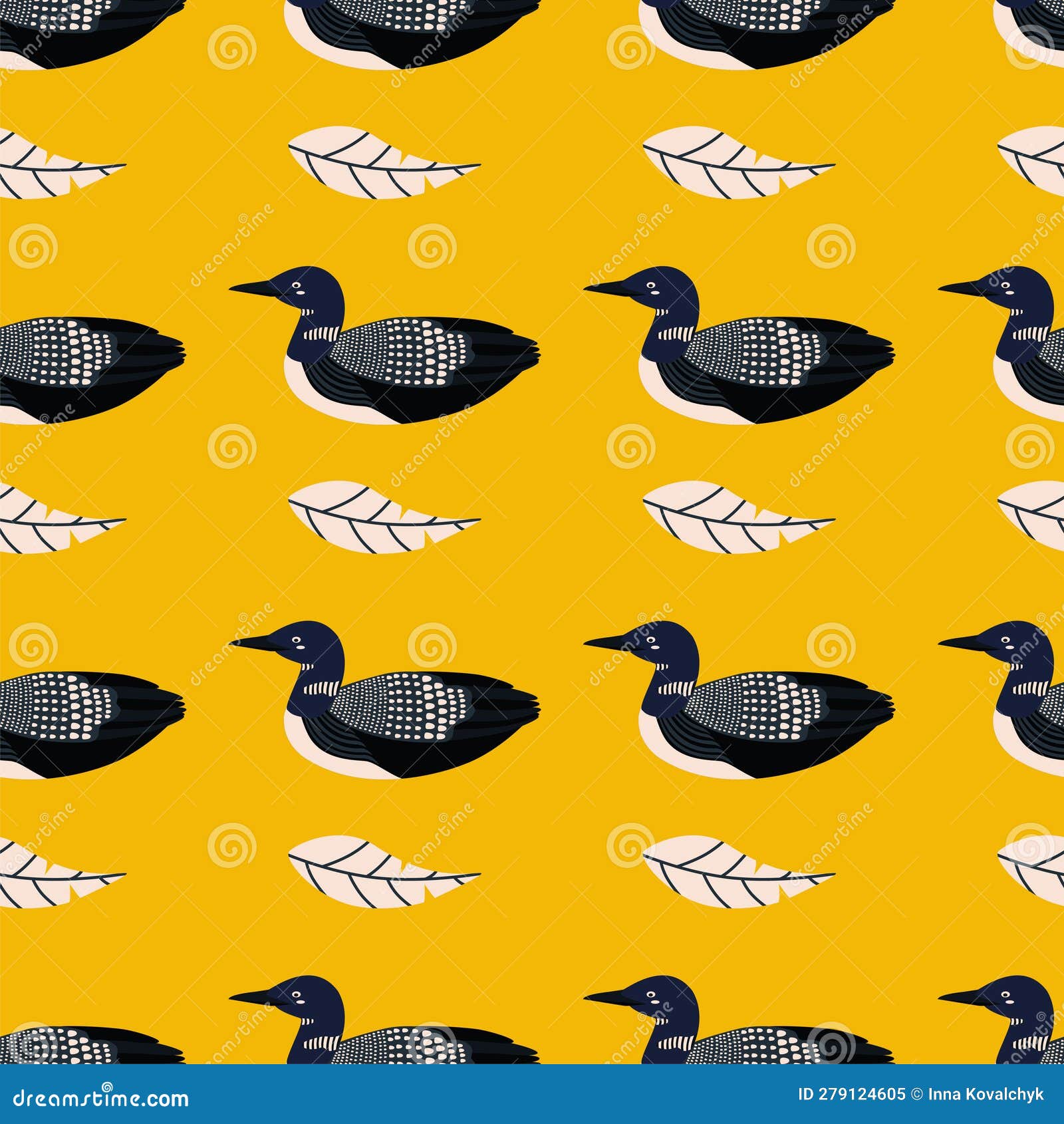 Pattern with loon bird stock vector. Illustration of design - 279124605