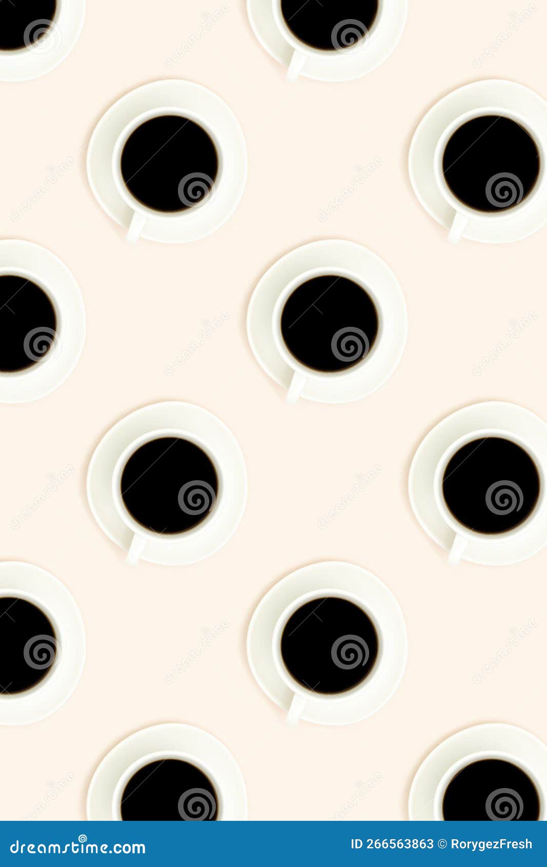 Pattern Made of Cup of Coffee on a Beige Background. Stock Illustration ...