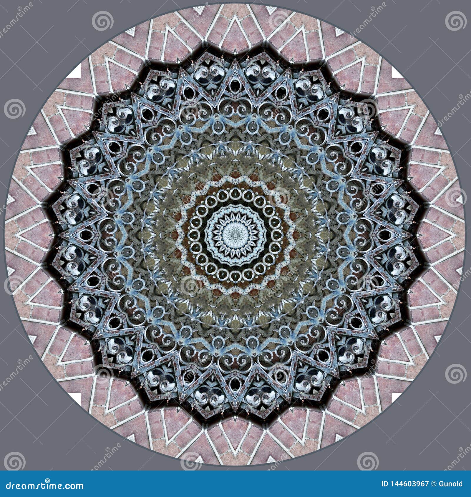 Wrought Iron Railing And Clinker Brickwork Seen Through Kaleidoscope ...